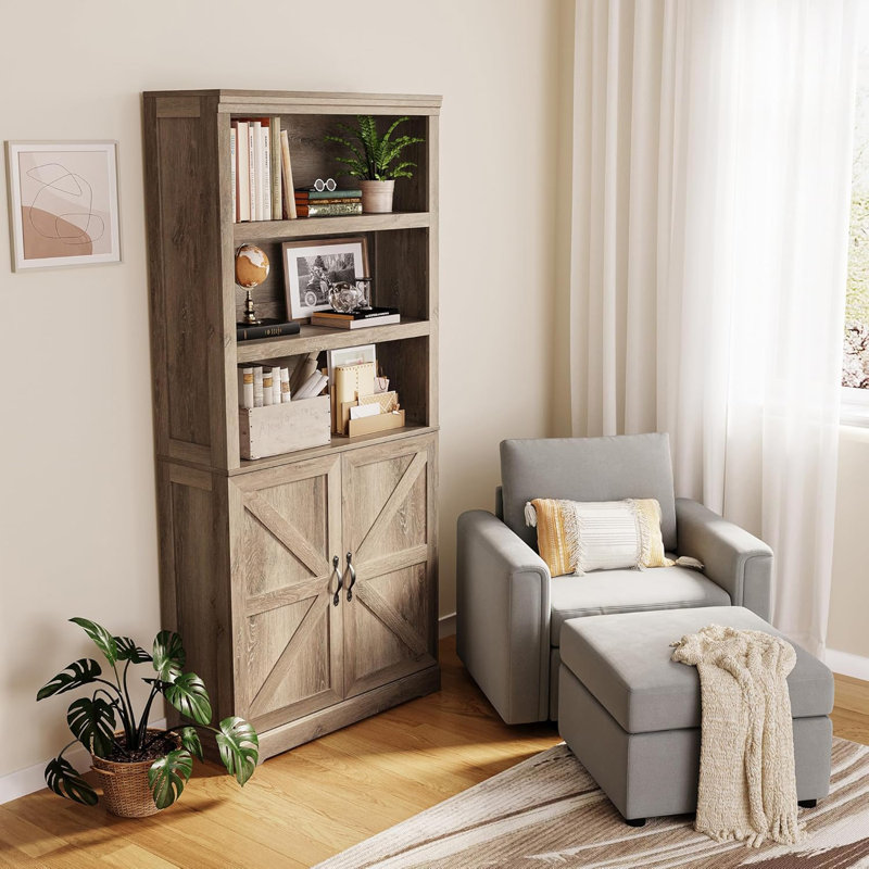 August Grove® Farmhouse Bookshelves and Bookcases with Doors, Floor ...