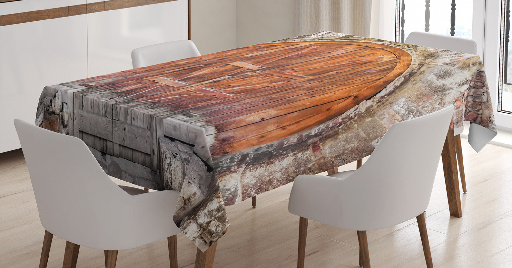 East Urban Home Rustic Tablecloth, Vintage Historical Door With Rustic ...