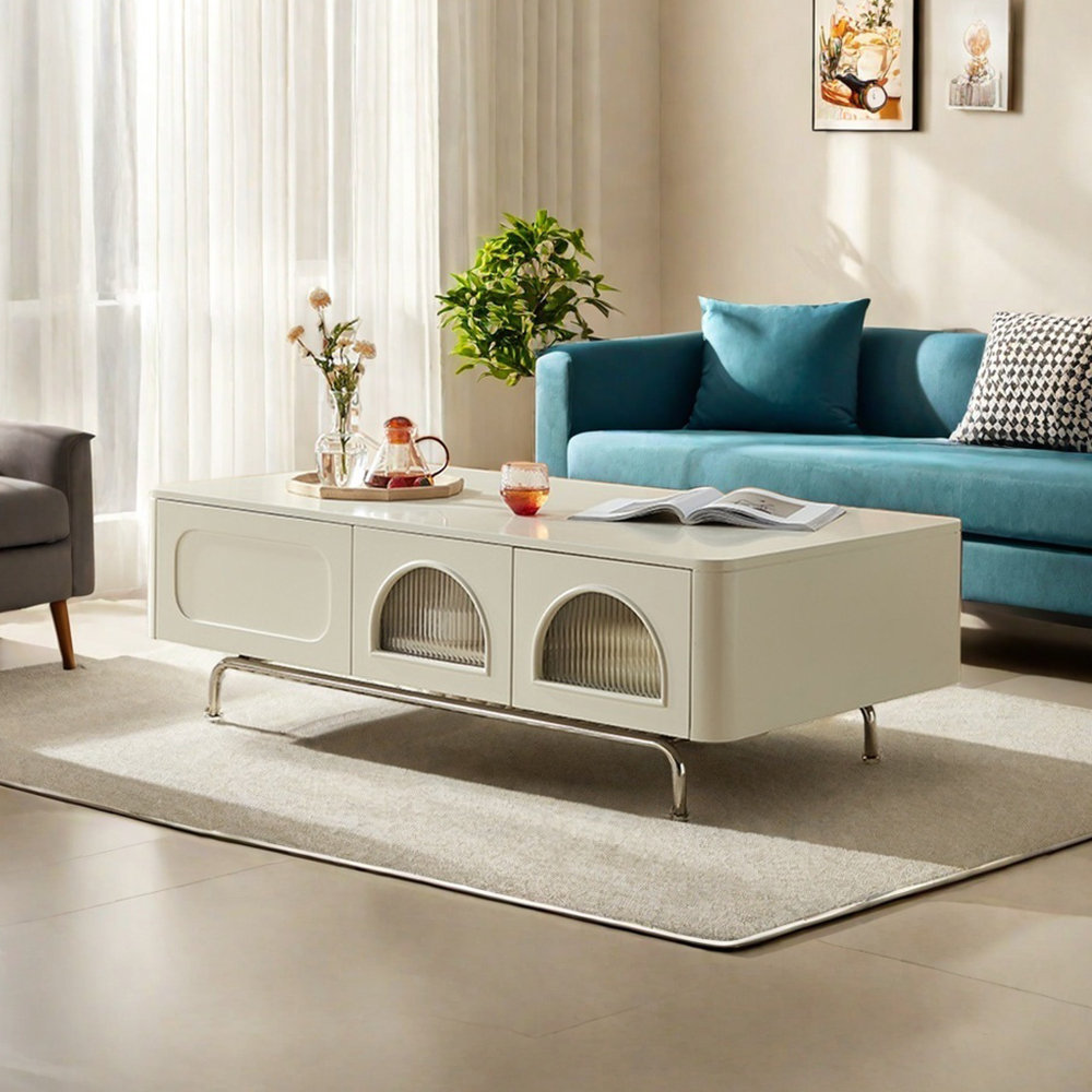 The Invincibles home Modern Cream Coffee Table Piano Finish | Wayfair