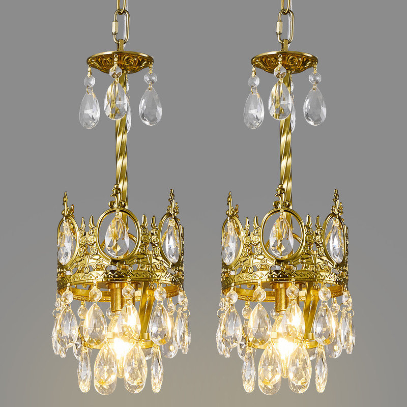 House of Hampton Gold Elegant Crystal Ceiling Light Retro and classical ...