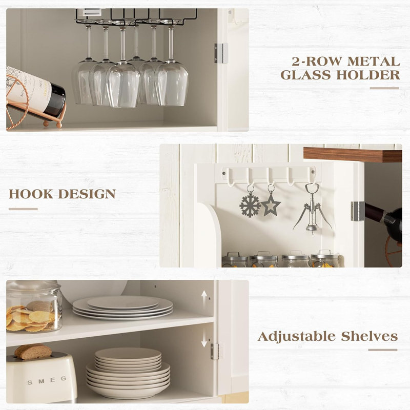 Winston Porter 72” Pantry Cabinet, Tall Kitchen Storage Cabinet with 2 ...