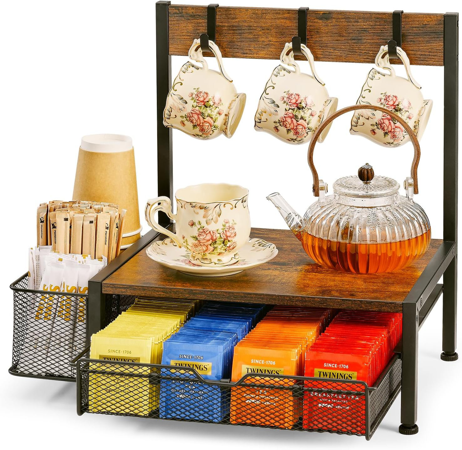 SIPIROT 4 Hooks for Tea Cups Holder, Tea Station Chest Display ...