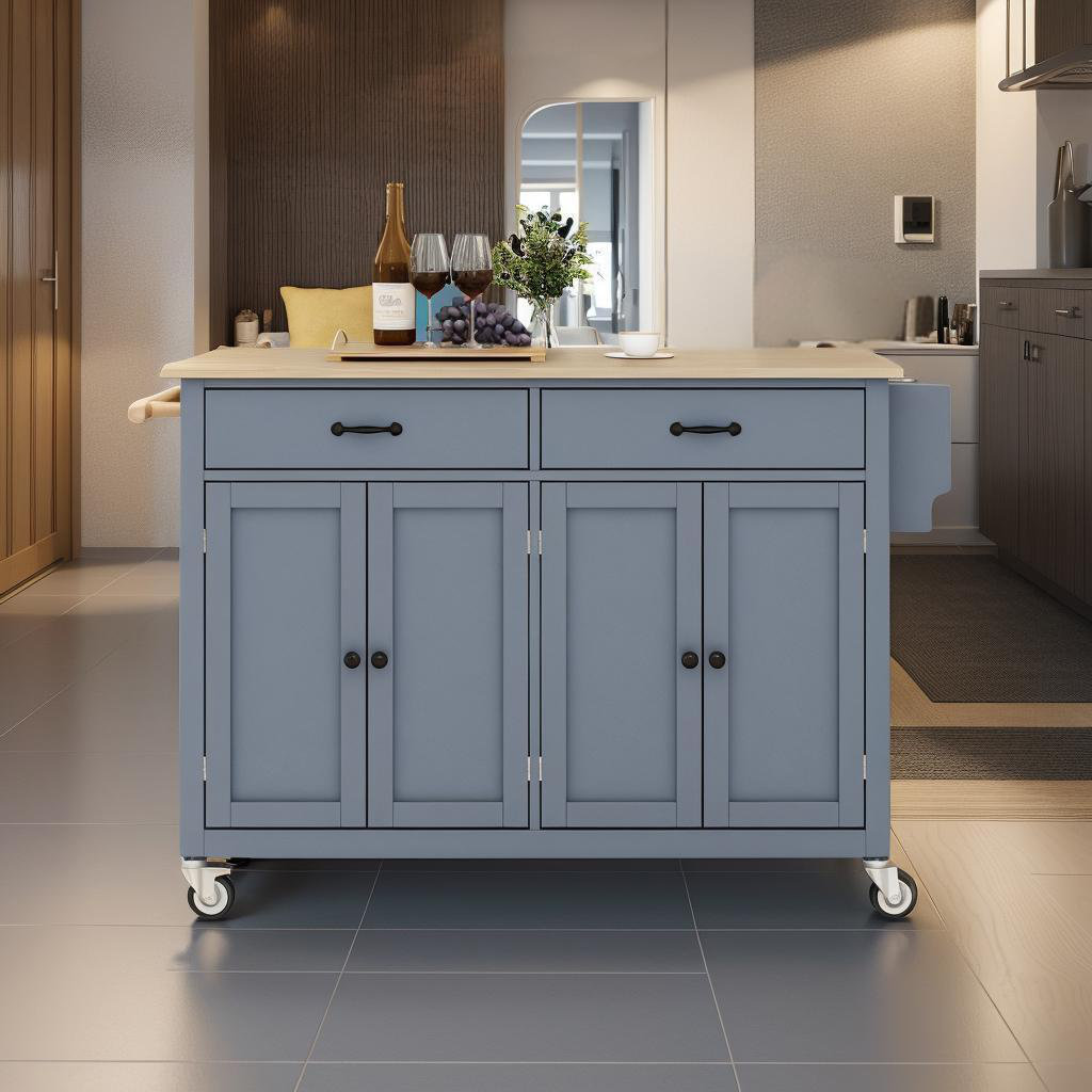 Ophelia & Co. 53"Solid wood tabletop kitchen island with storage and ...