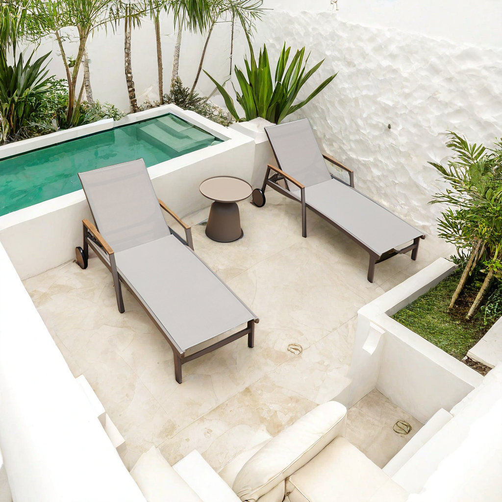 Elegance Furnishings Sunproof Outdoor Lounger With Wheels Outdoor ...