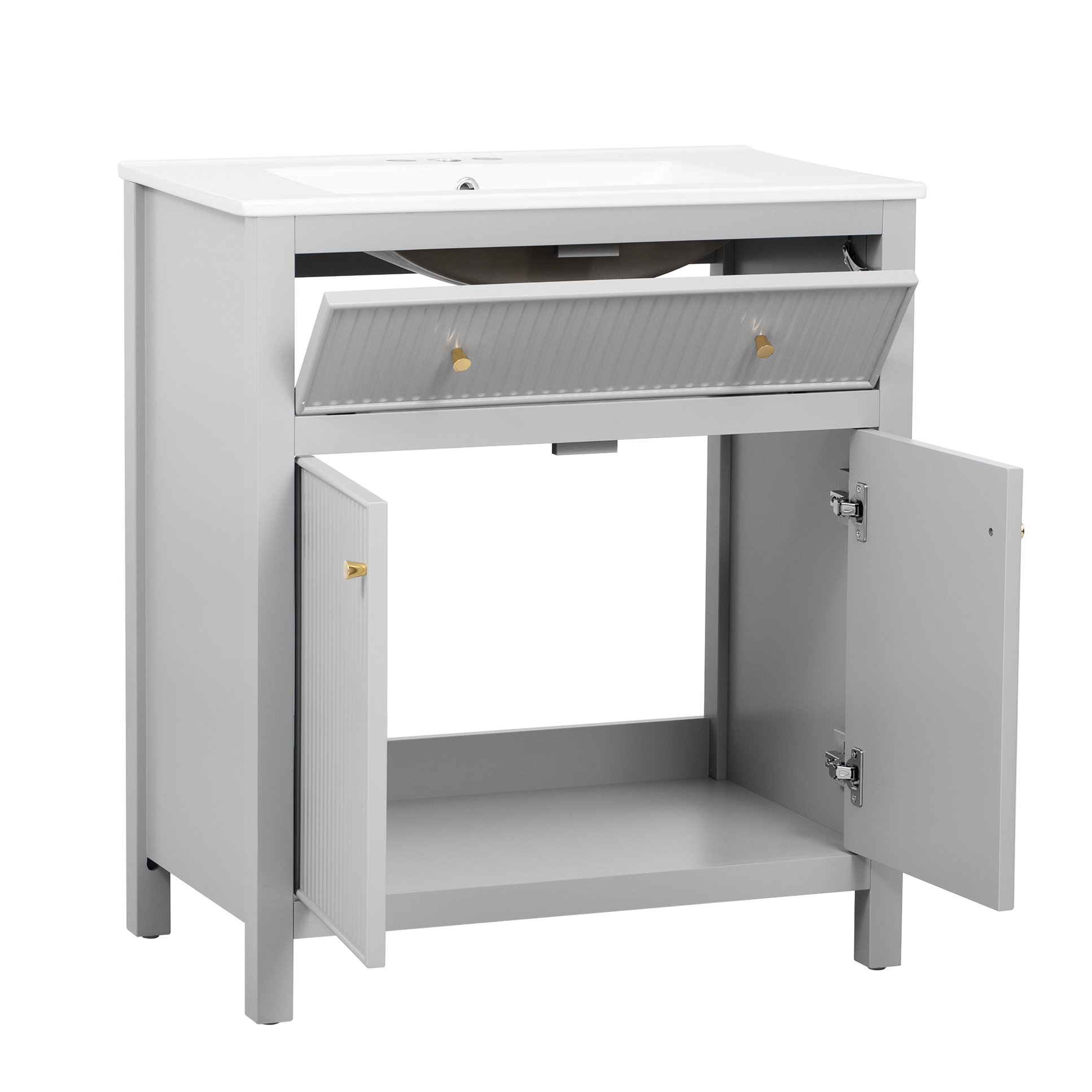 Ebern Designs Modern 60 - Inch Grey Bathroom Vanity With Ceramic Sink ...