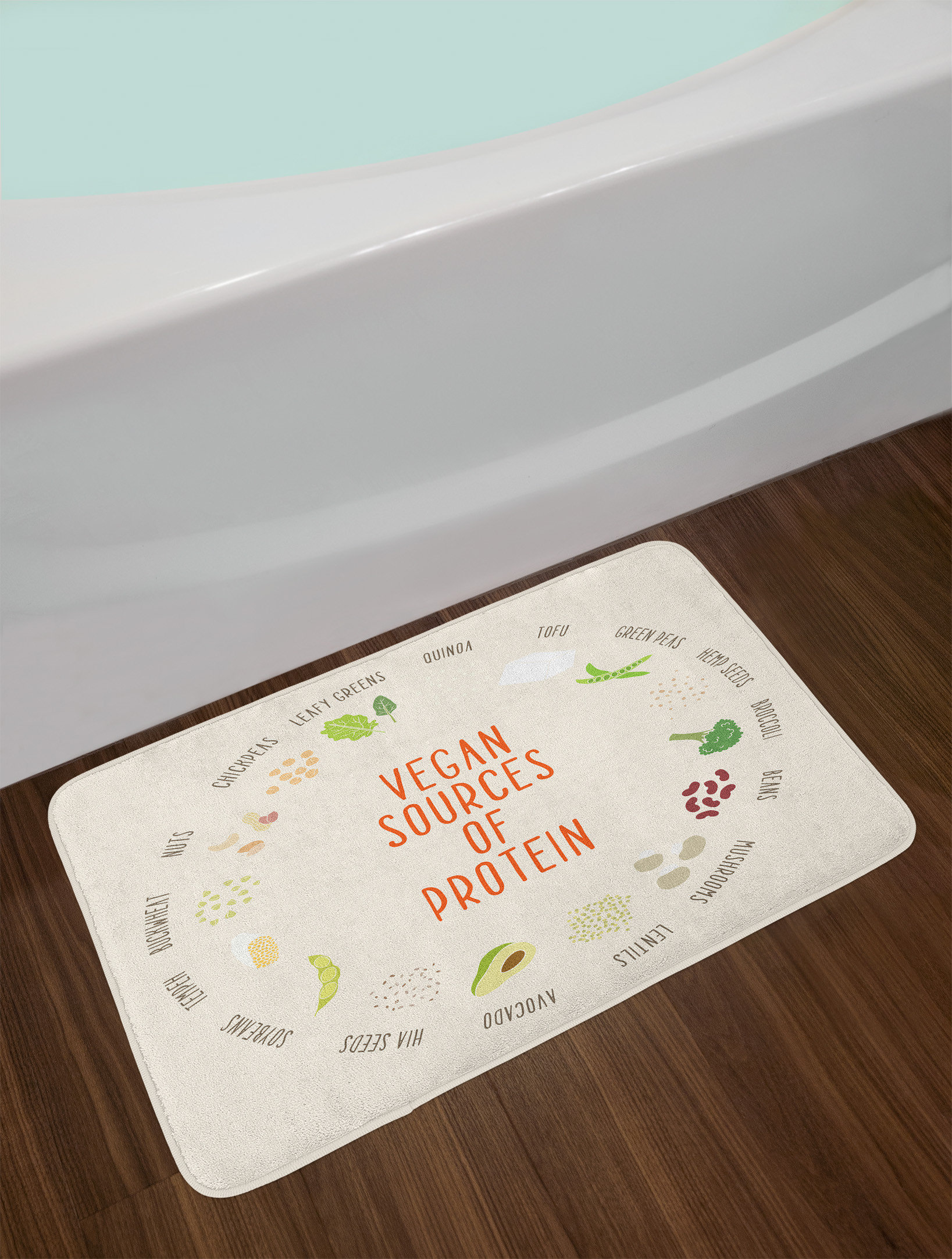 East Urban Home Vegetarian Plush Bath Mat, Vegan Sources of Protein, 30 ...
