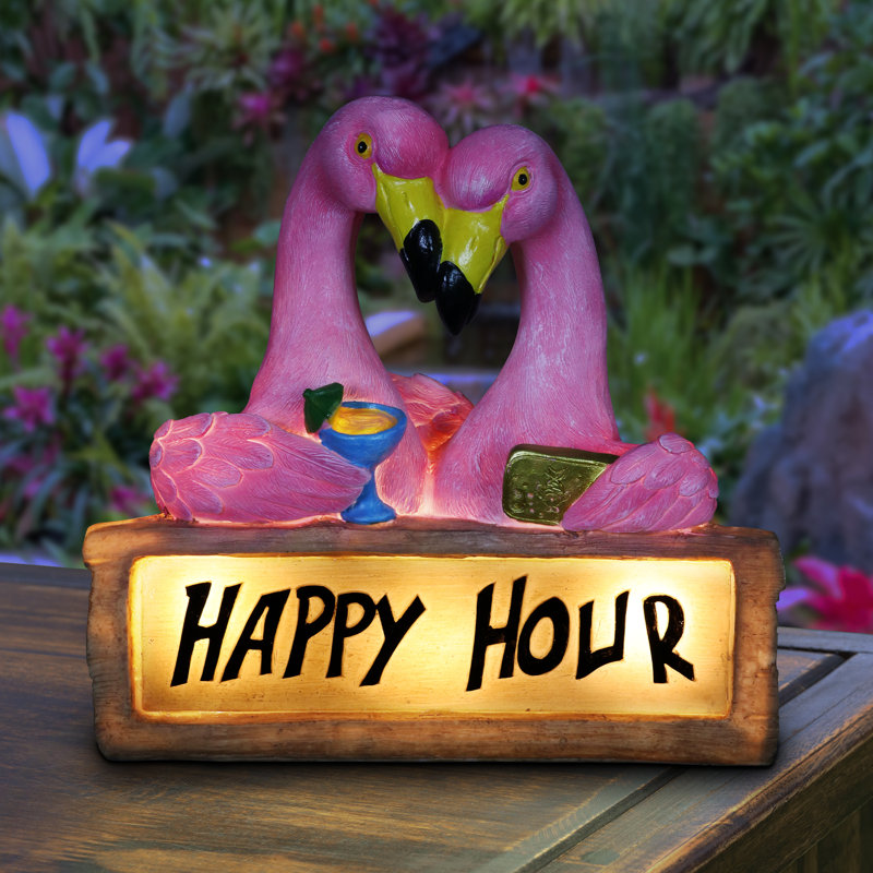 Exhart Solar Happy Hour Flamingos Sign, 10 Inch & Reviews | Wayfair