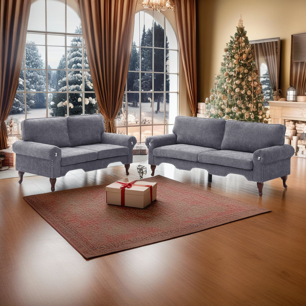 Alcott Hill® 2-Piece Chesterfield Sectional Sofa Set - Convertible 5 ...