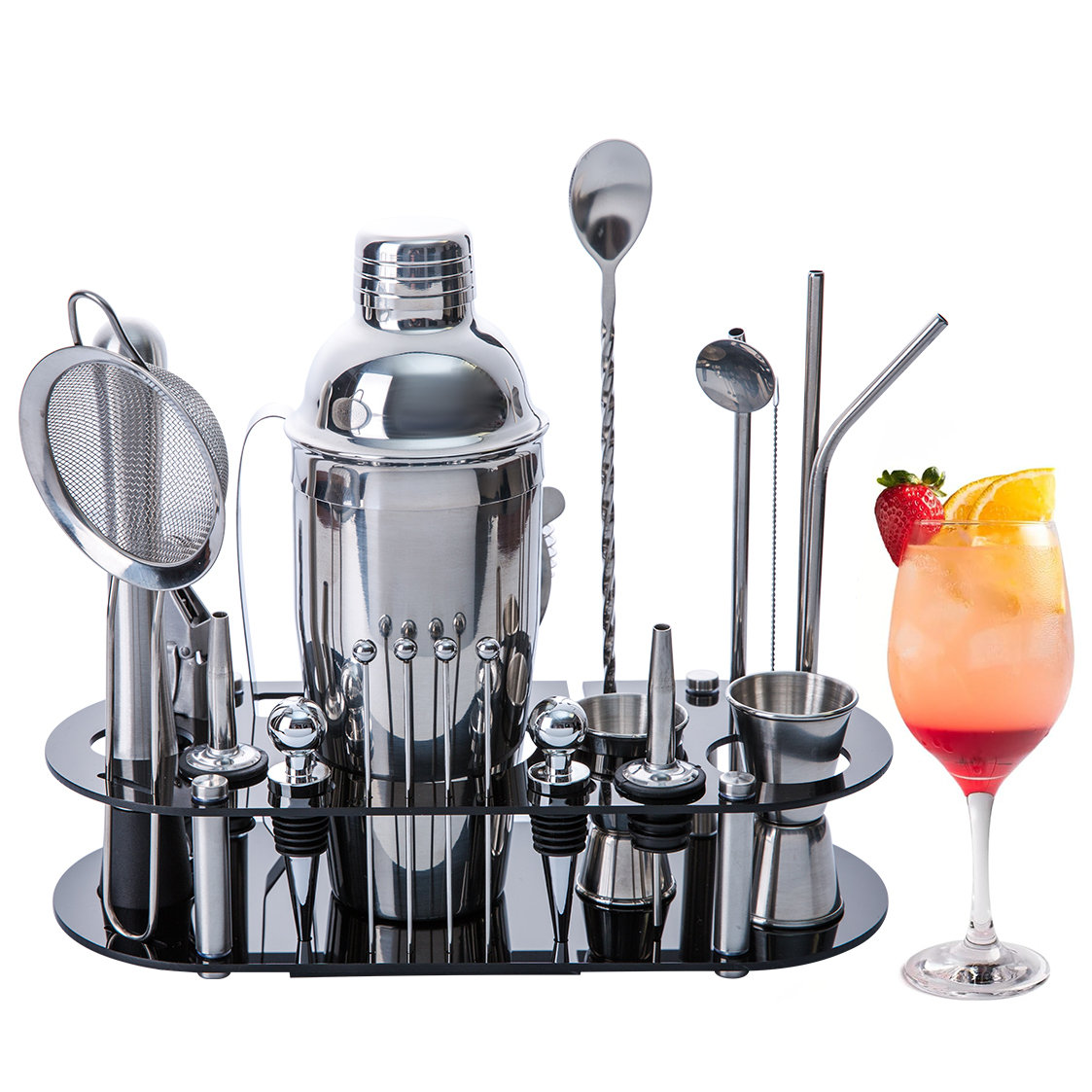 Mint Pantry® 23 Piece Cocktail Shaker Set Bartender Kit With Stand ...