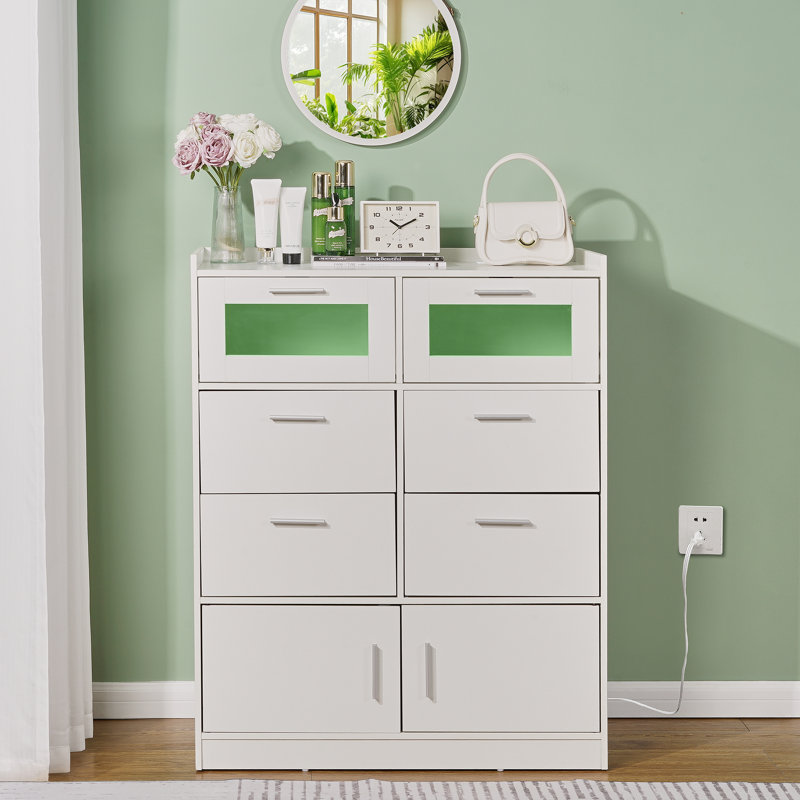 Ebern Designs Storage Accent Cabinet With LED Lights Chest | Wayfair