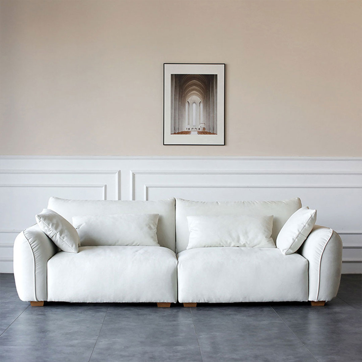 Orren Ellis The modern, simple and technological fabric off-white sofa ...