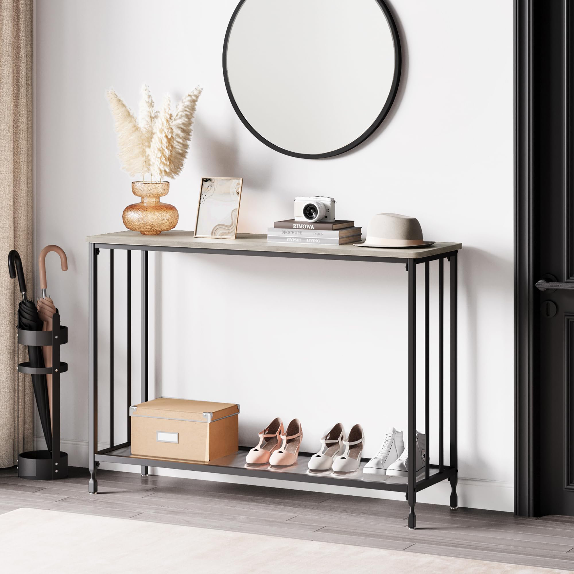 17 Stories Console, table d'entrée pour canapé avec tablette en verre ...