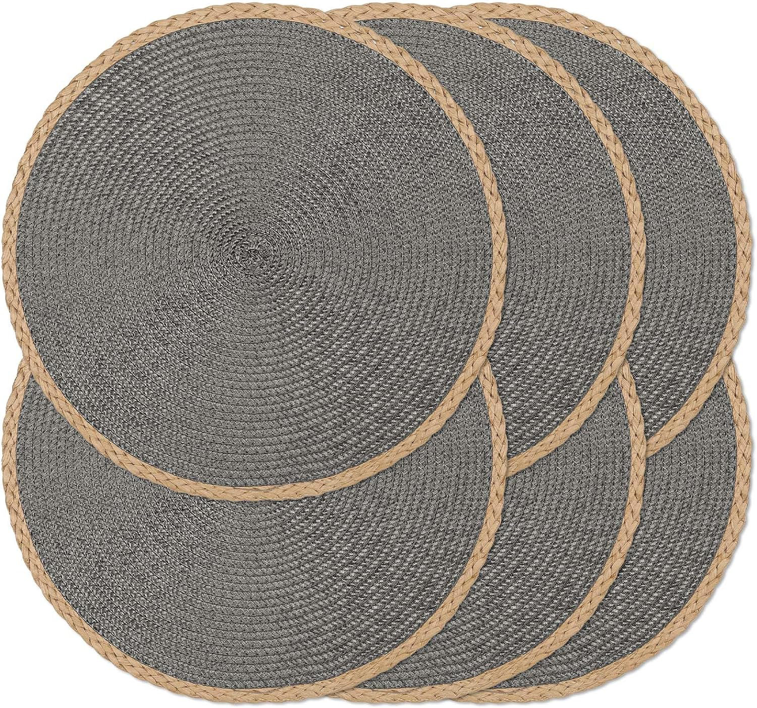 Shimano Round Braided Placemats Set Of 6 Table Mats 15 Inches Washable ...