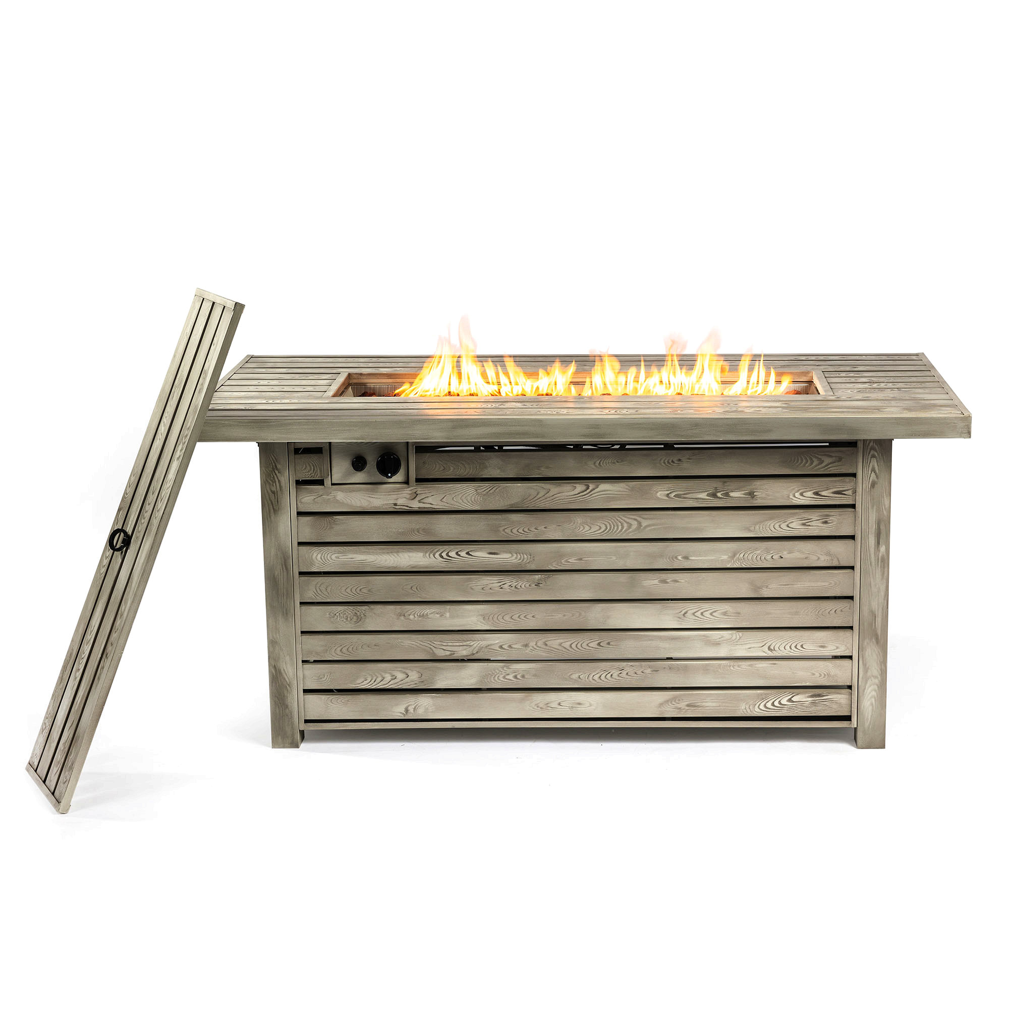 SHANRUGUOJI 54Inch Outdoor Fire Table Steel Fire Pit Table With Wood ...