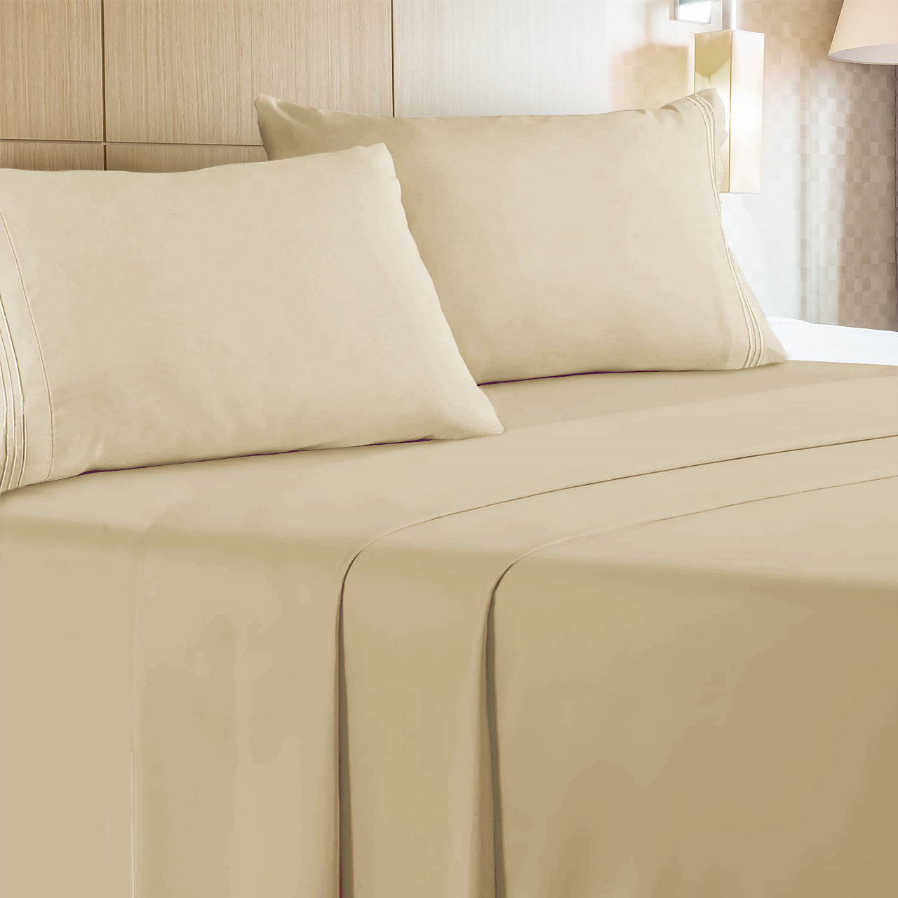 Hotel Collection Queen Sheet Set Double Brushed Microfiber Ultra Soft 4 ...