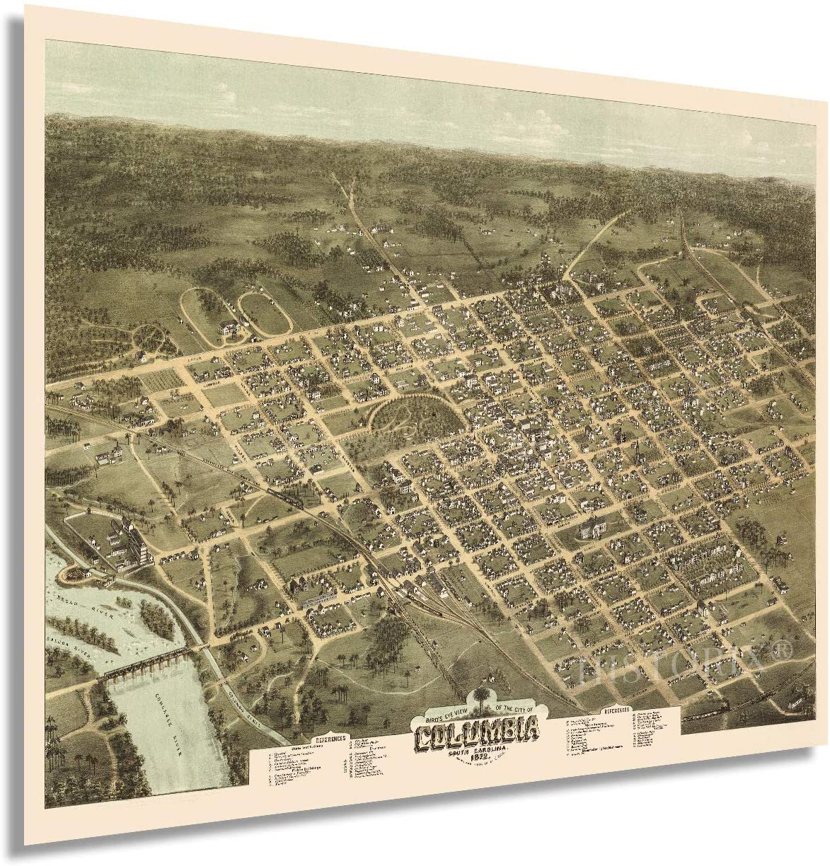 HISTORIC PRINTS HISTORIX Vintage 1872 Columbia South Carolina Map ...