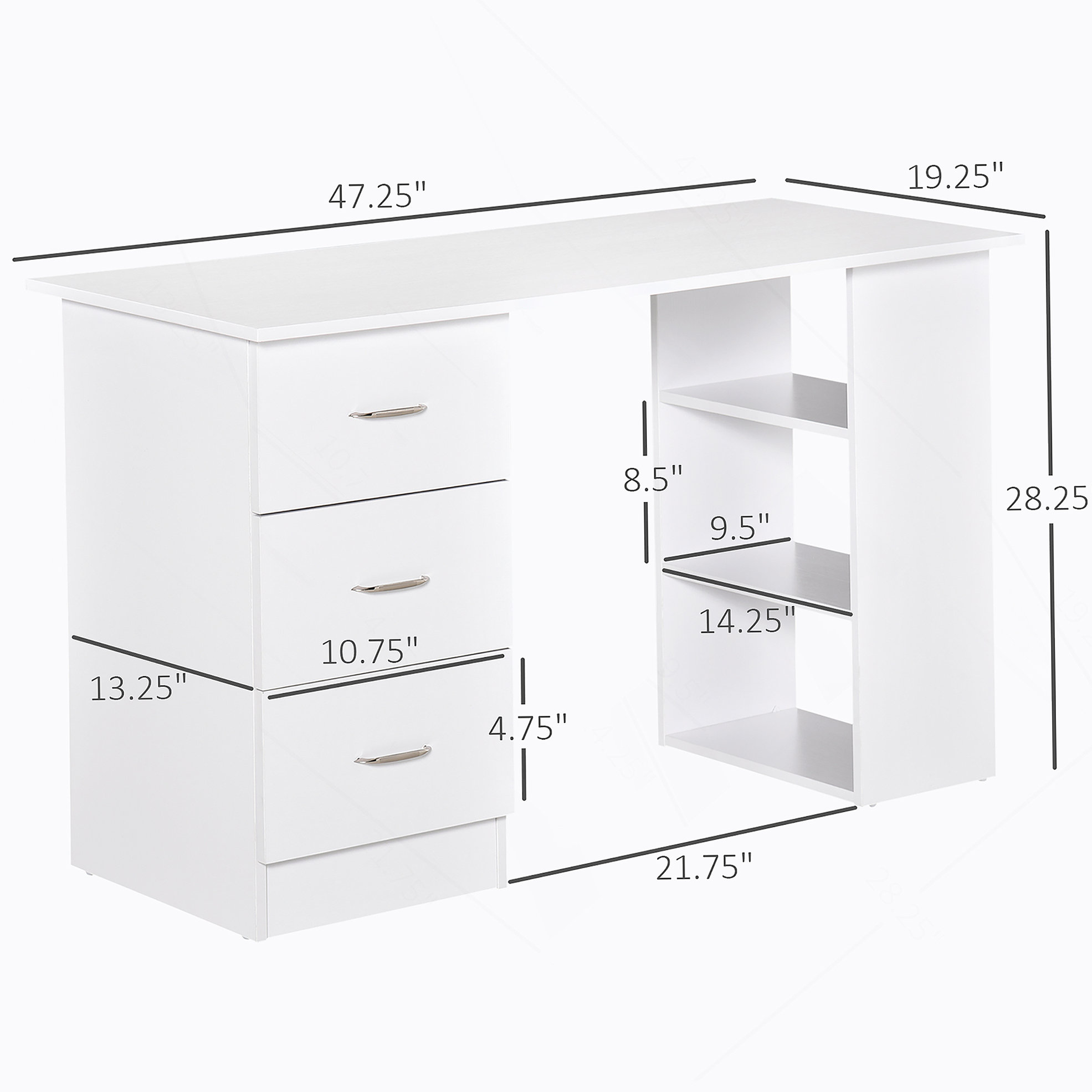17 Stories Computer Desk Bookcase Combo Writing Table Workstation with ...