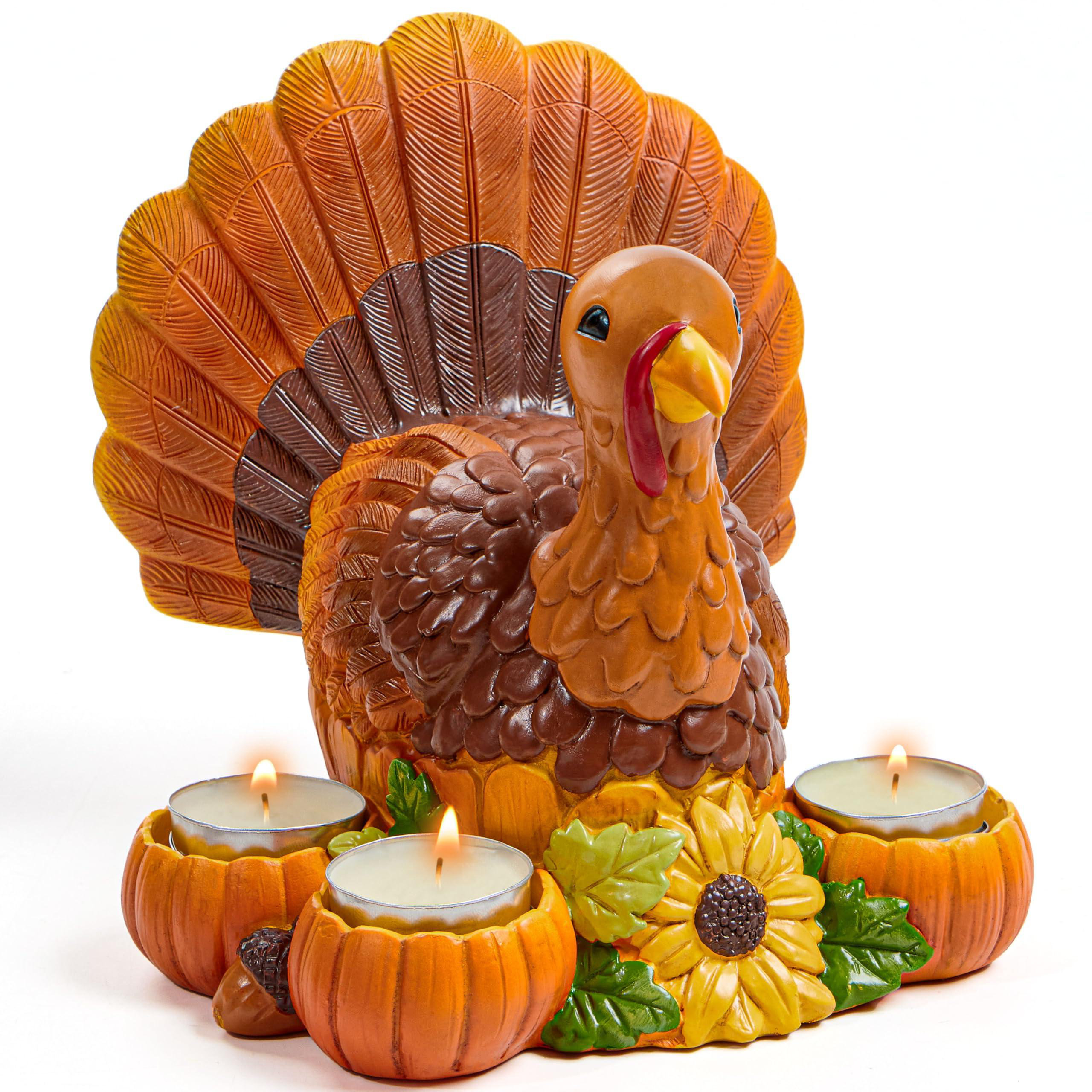 The Holiday Aisle® Thanksgiving Turkey Candle Holders, Tabletop ...
