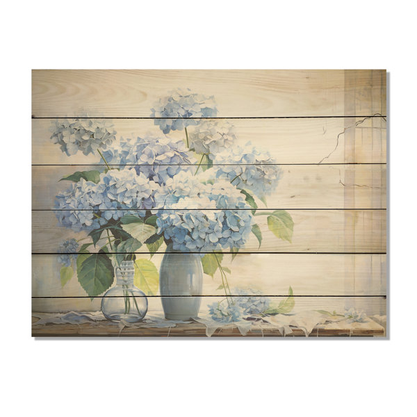 Lark Manor™ Blue Hydrangea Farmhouse Still Life - Hydrangea Wood Wall ...