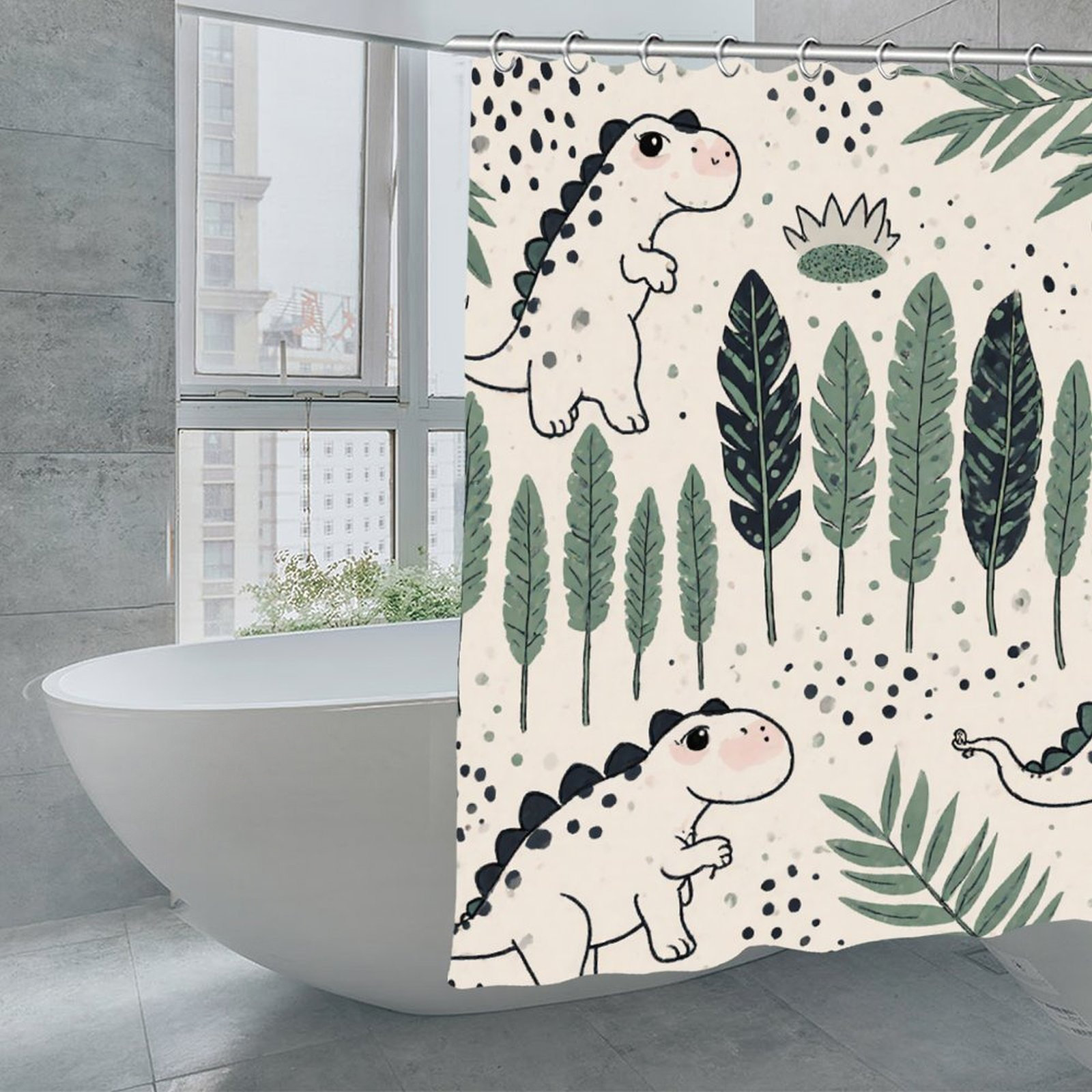 East Urban Home Cute Dinosaur Jungle Shower Curtains, 71X71 | Wayfair