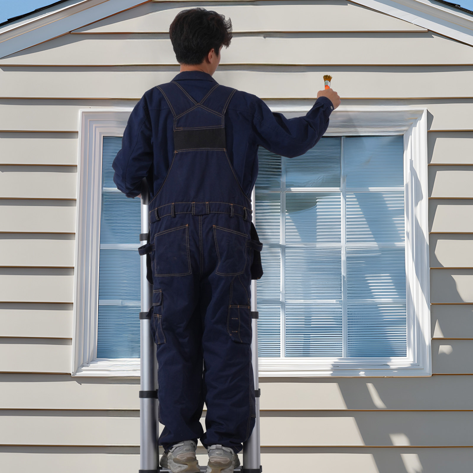 VEVOR Telescoping Extension Ladder 16.5FT A-Shape w/ Stabilizer Bar for ...