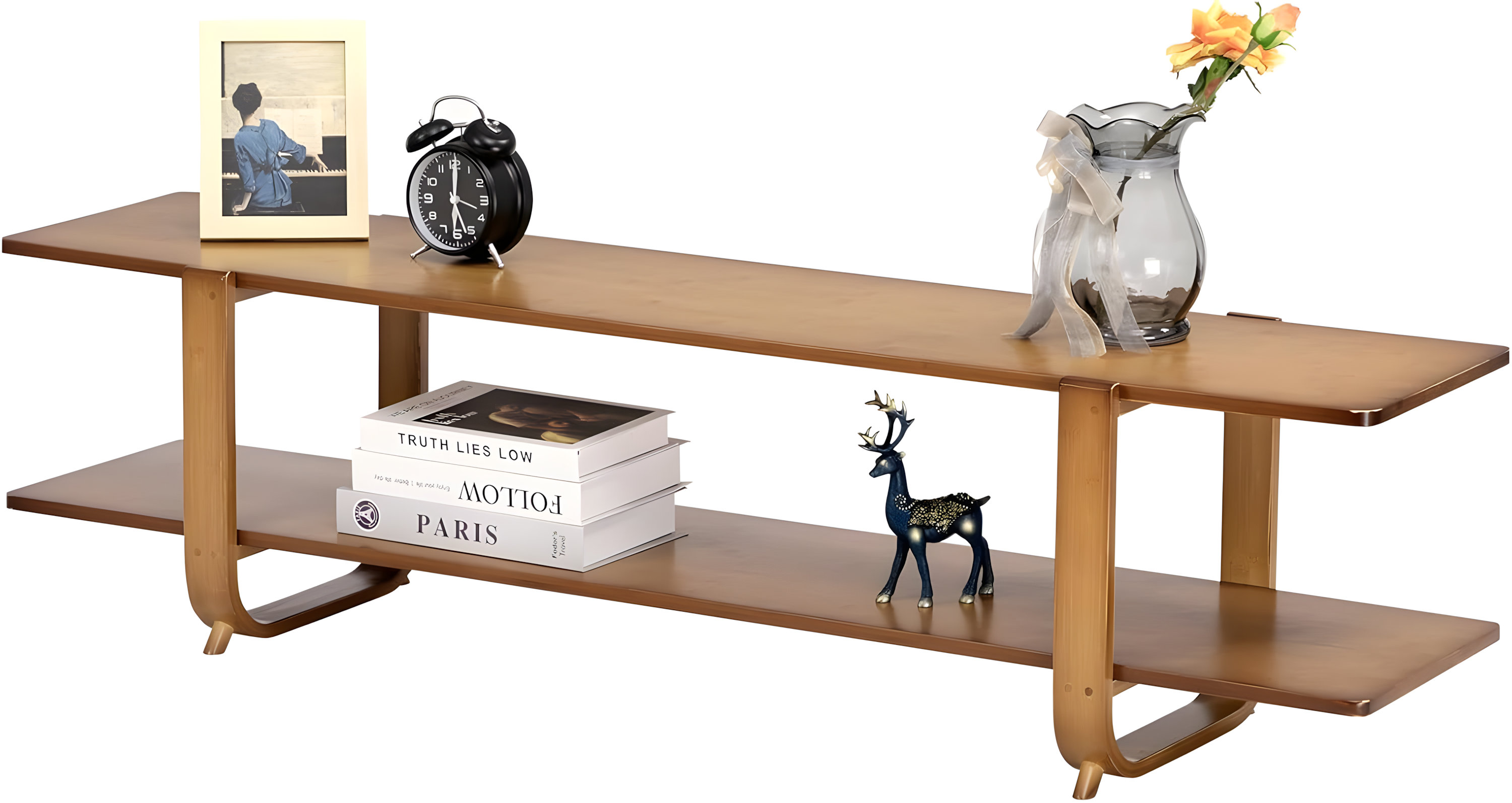 Hokku Designs Bamboo Tv Stand With Storage For 65-Inch Tvs, Modern ...