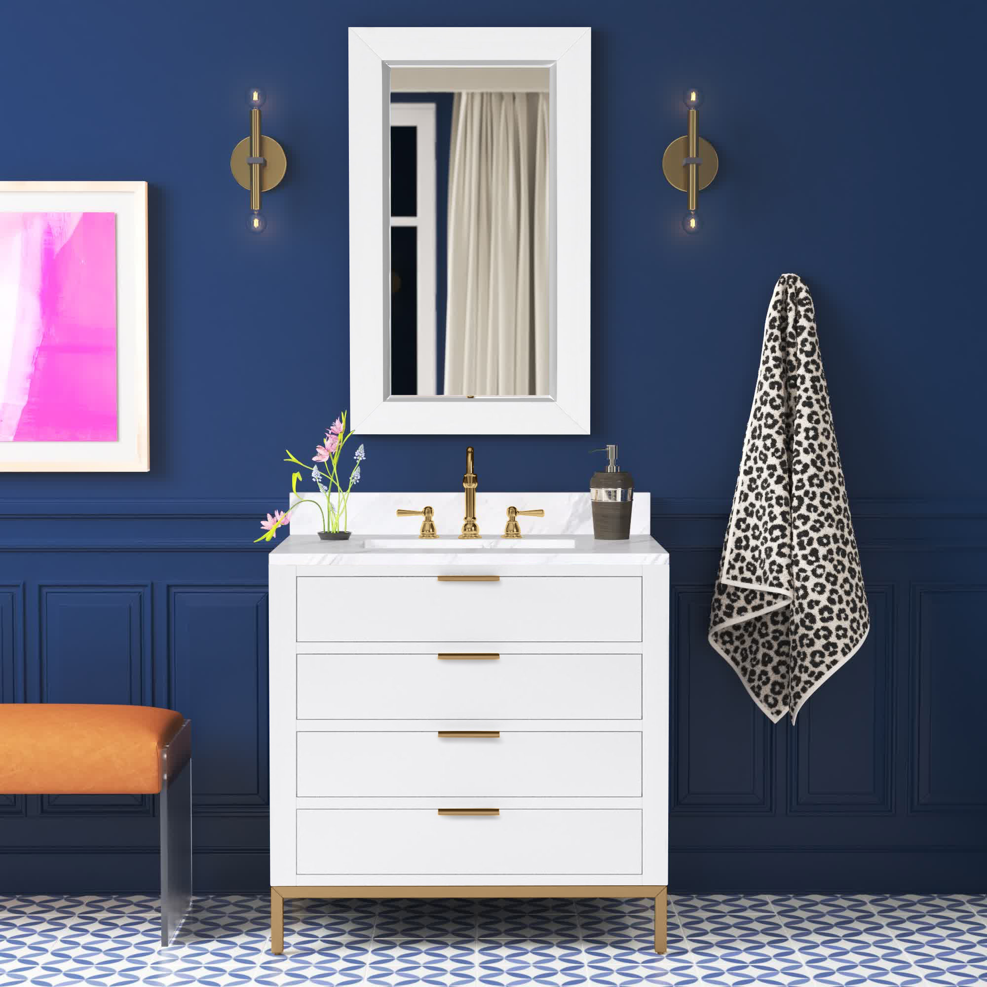 Etta Avenue™ Bristol 30" Carrara White Marble Countertop Bath Vanity ...