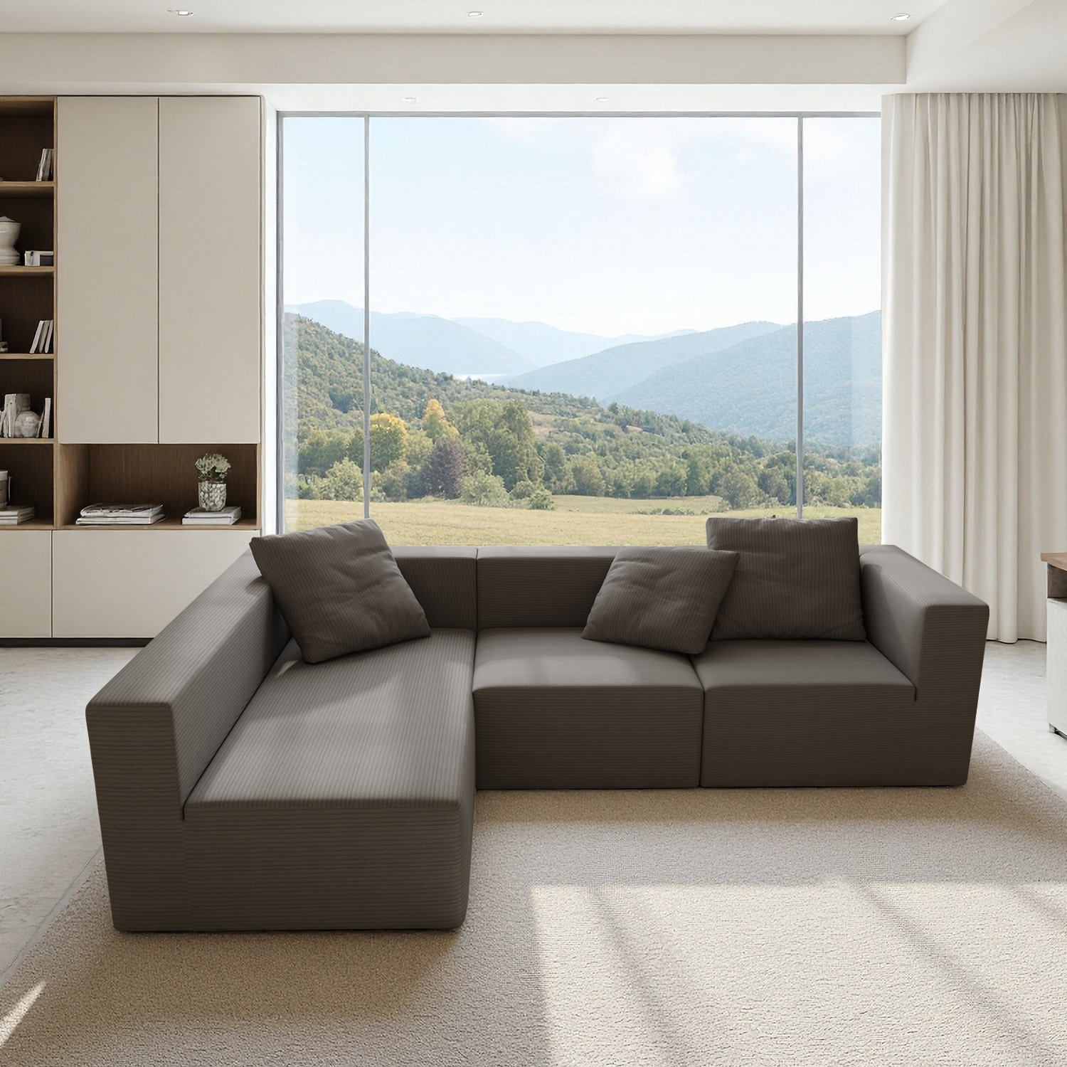 Latitude Run® L Shaped Modular Sectional Couches Sofa,110" Corduroy ...