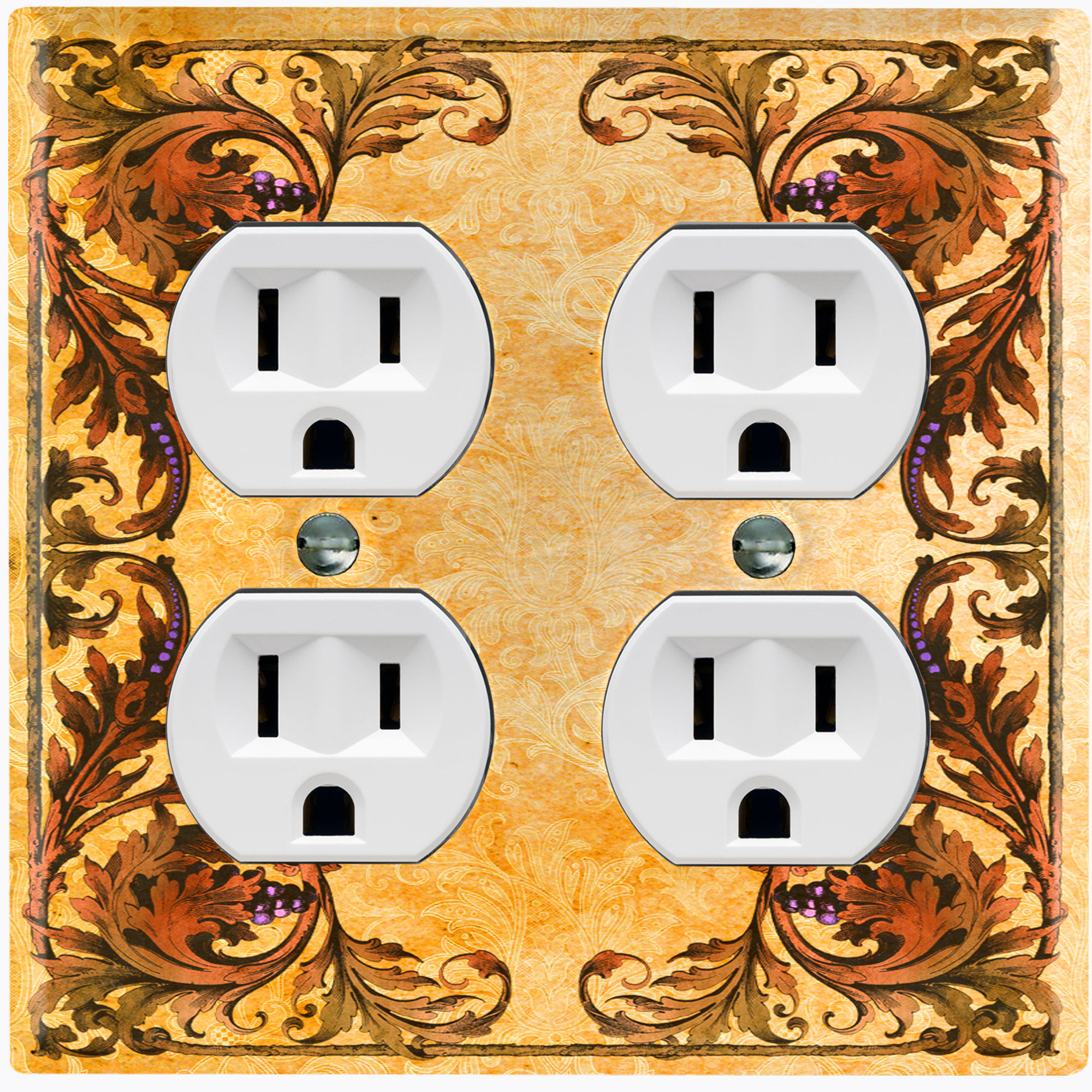 WorldAcc Elegant Flower Plant Frame 2-Gang Toggle Duplex Outlet Wall ...