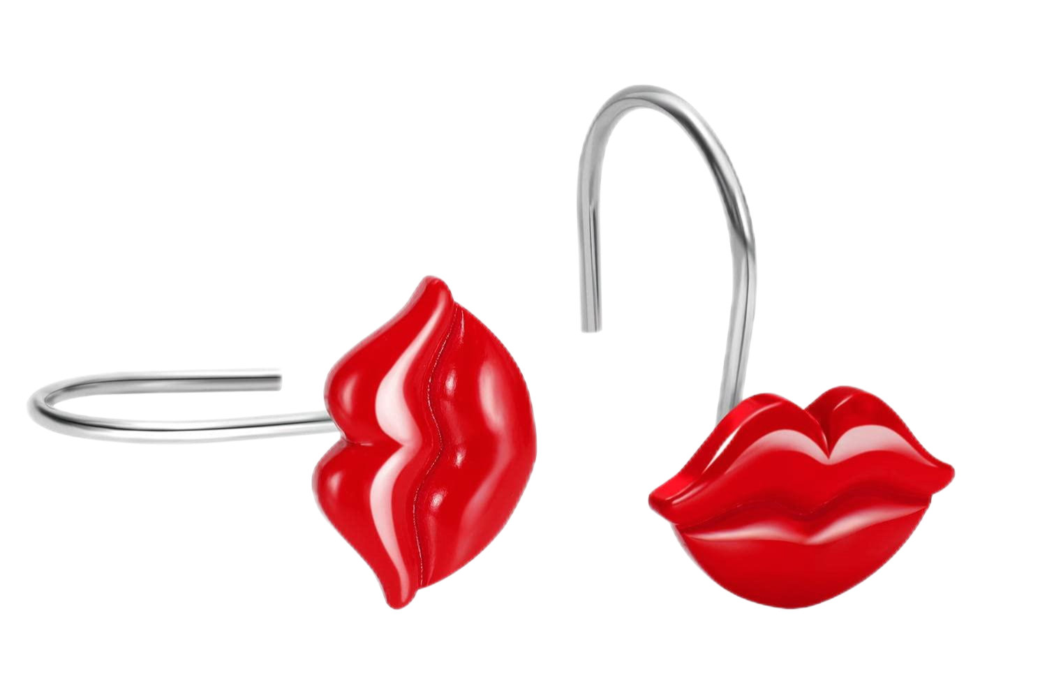 BOJUNTAN Red Lips Shower Curtain Hooks, Decorative Shower Curtain Hooks ...
