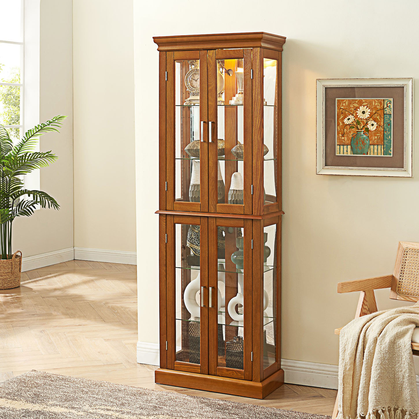 Latitude Run® Curio Cabinet With Lighted, Curio Diapaly Cabinet With ...
