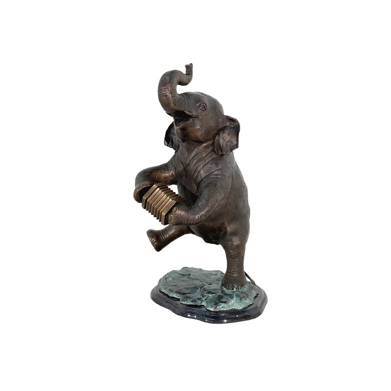Metropolitan Galleries Bronze Elephant Musician Sculpture | Wayfair
