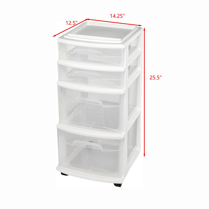 Rebrilliant 4-Drawer Plastic Storage Cart Organizer | Wayfair