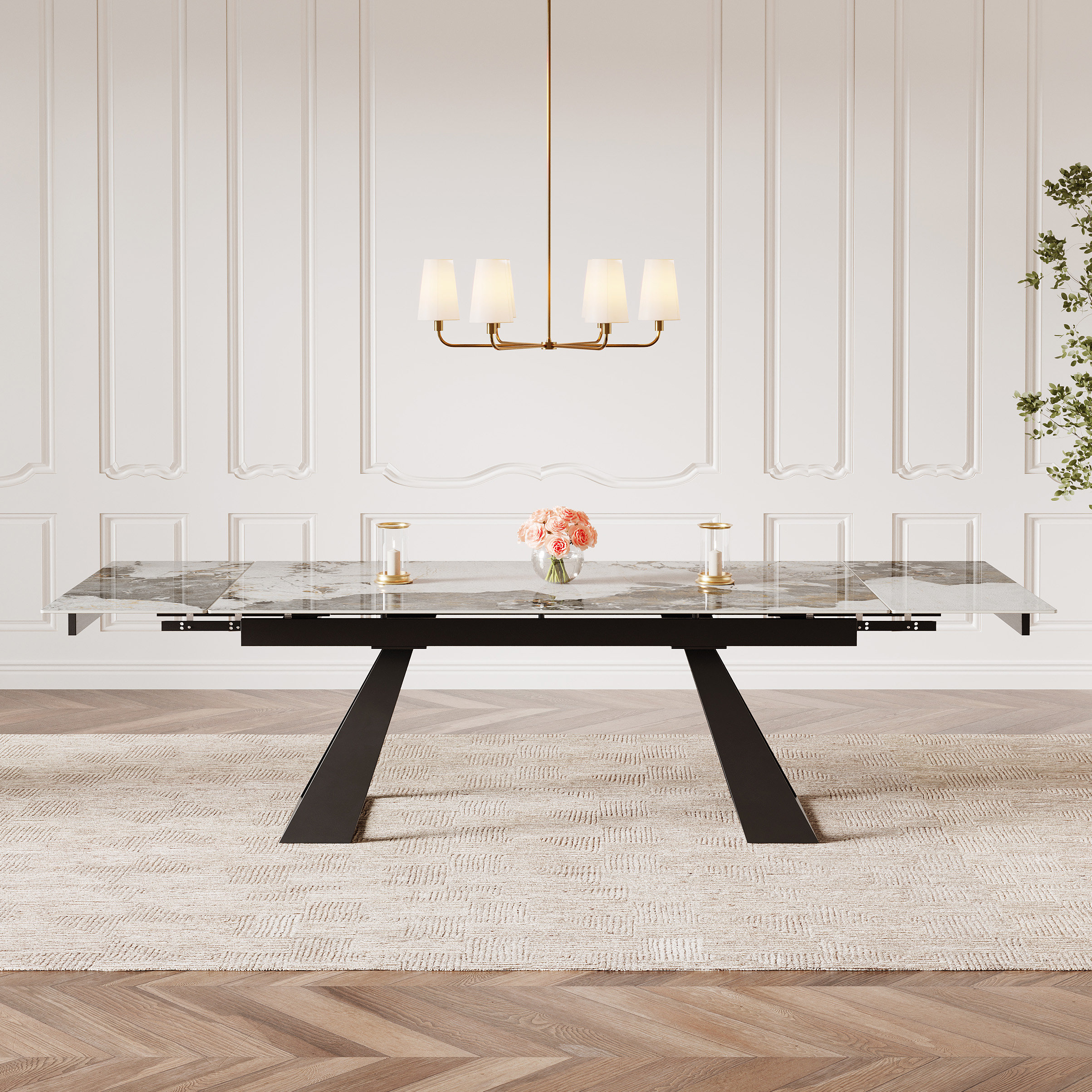 George Oliver 65inch To 94.5inch Extendable Rectangular Sintered Stone ...