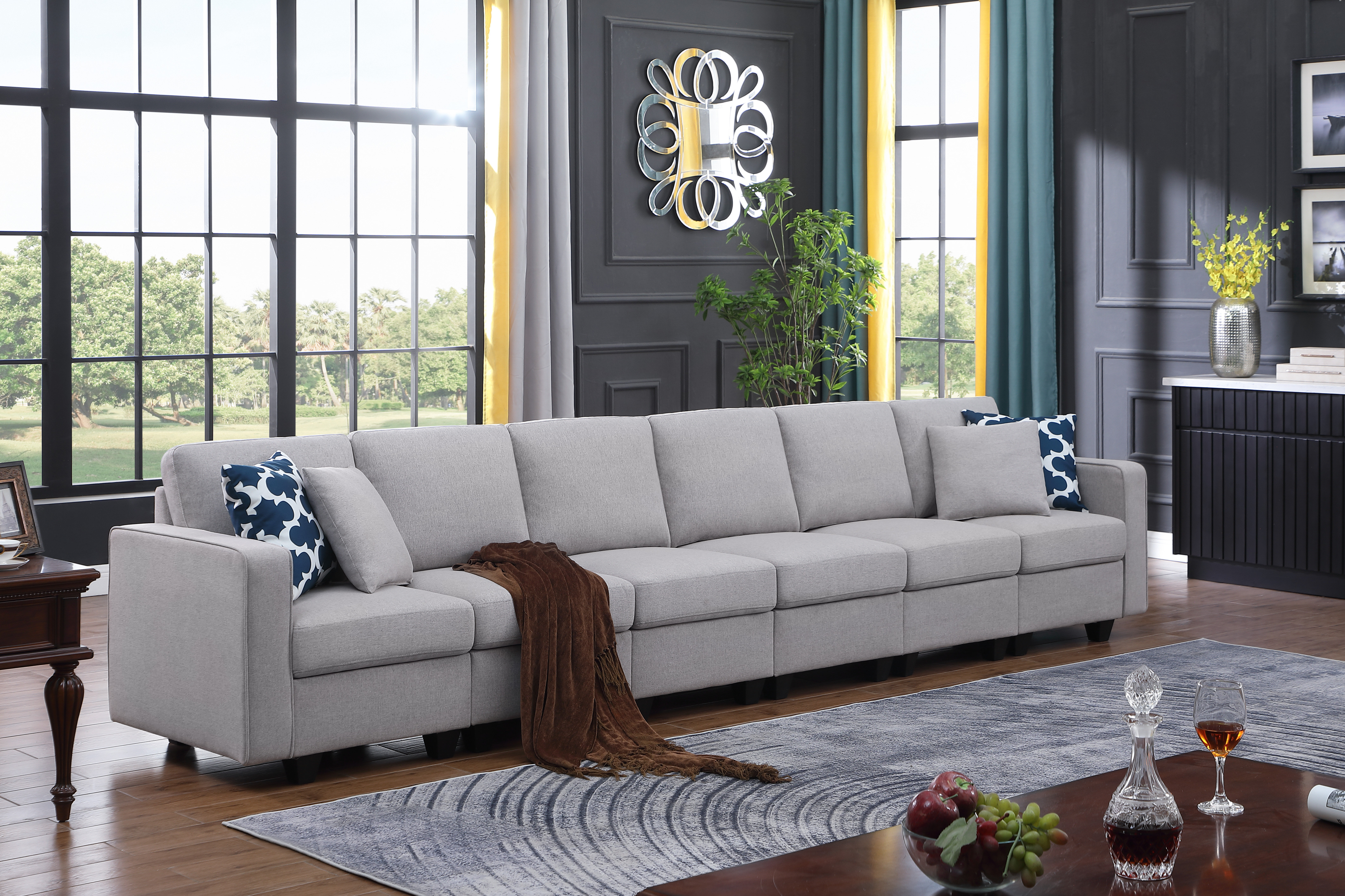 Latitude Run® Naioma Rose Linen Symmetrical Modular Seating Component ...