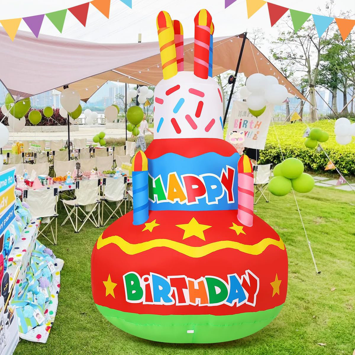 The Holiday Aisle® Birthday Inflatable 6.2FT Inflatable Birthday Cake ...