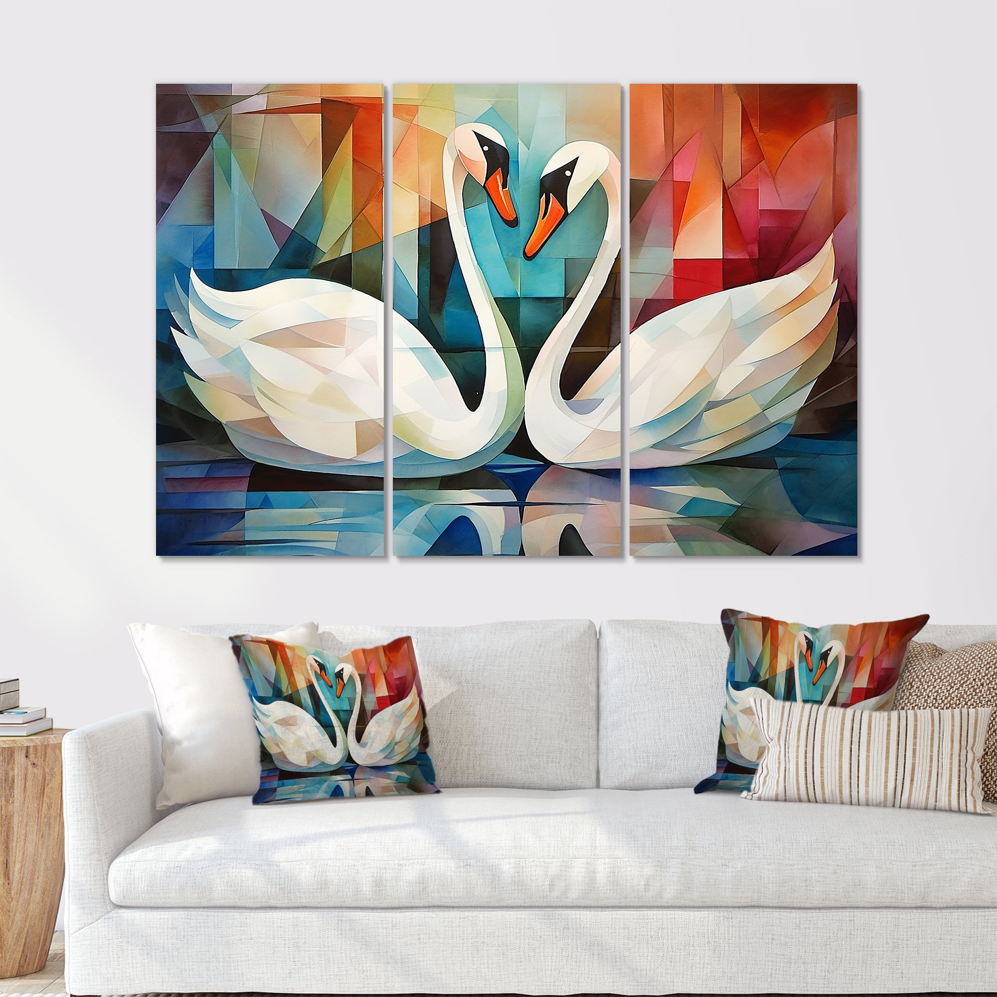 Lark Manor™ Cubic Swan Sonata Melody II - Swans Animal Canvas Art Set ...