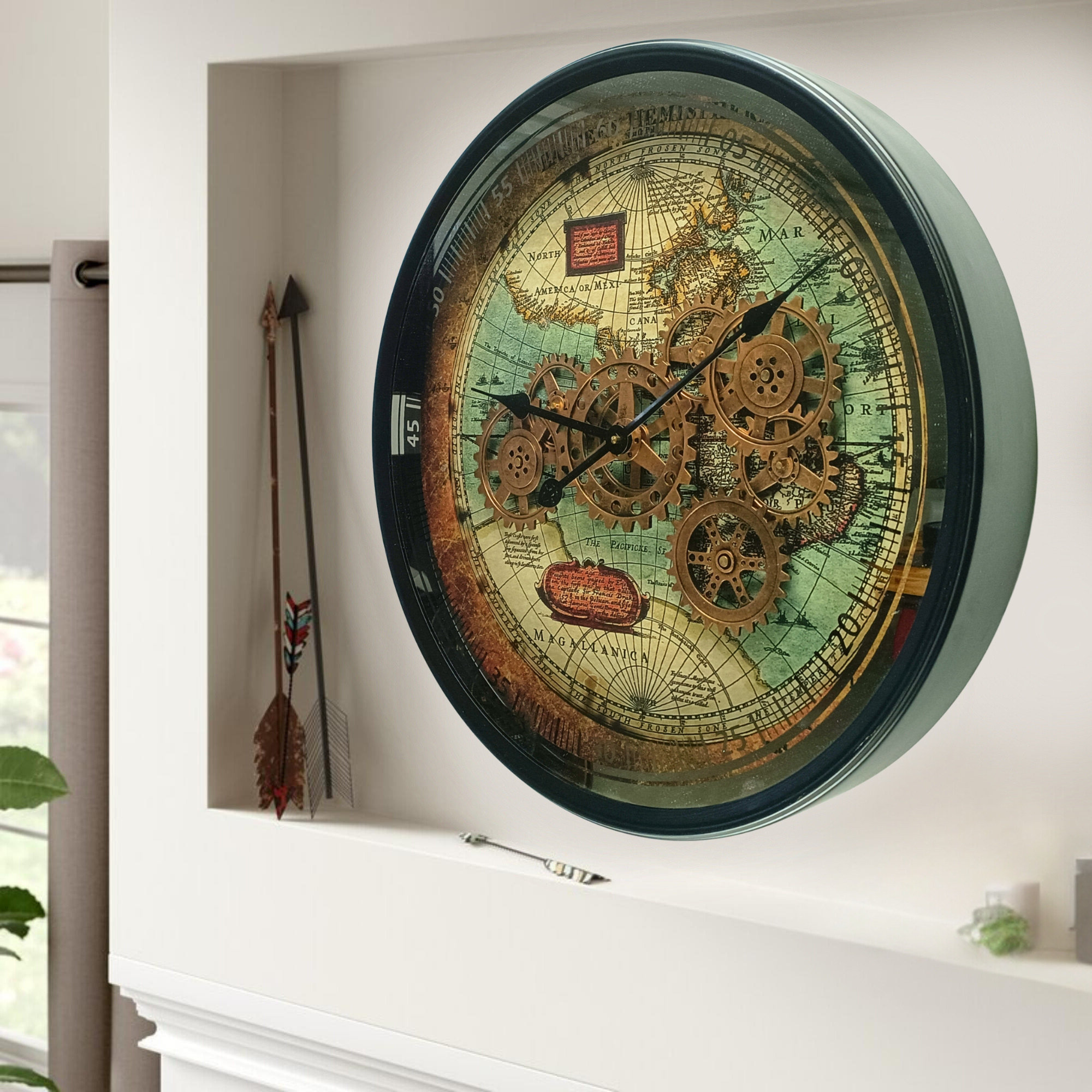THE GEARS CLOCK Wall Clock with Real Moving Gears PO-LI_ 24 in Round ...