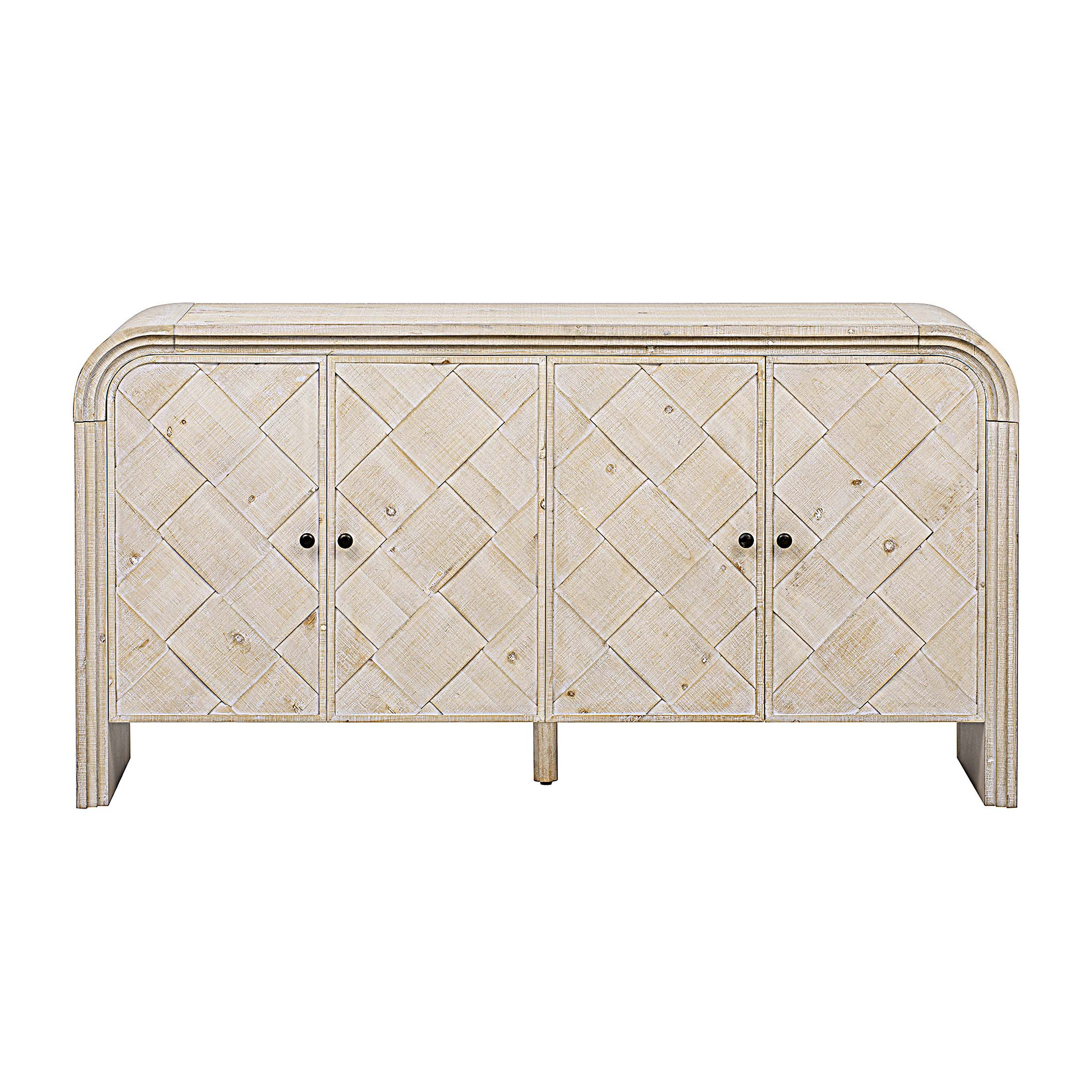 Ebern Designs Multi-Functional Sideboard with woven Wood Slat Doors | Wayfair