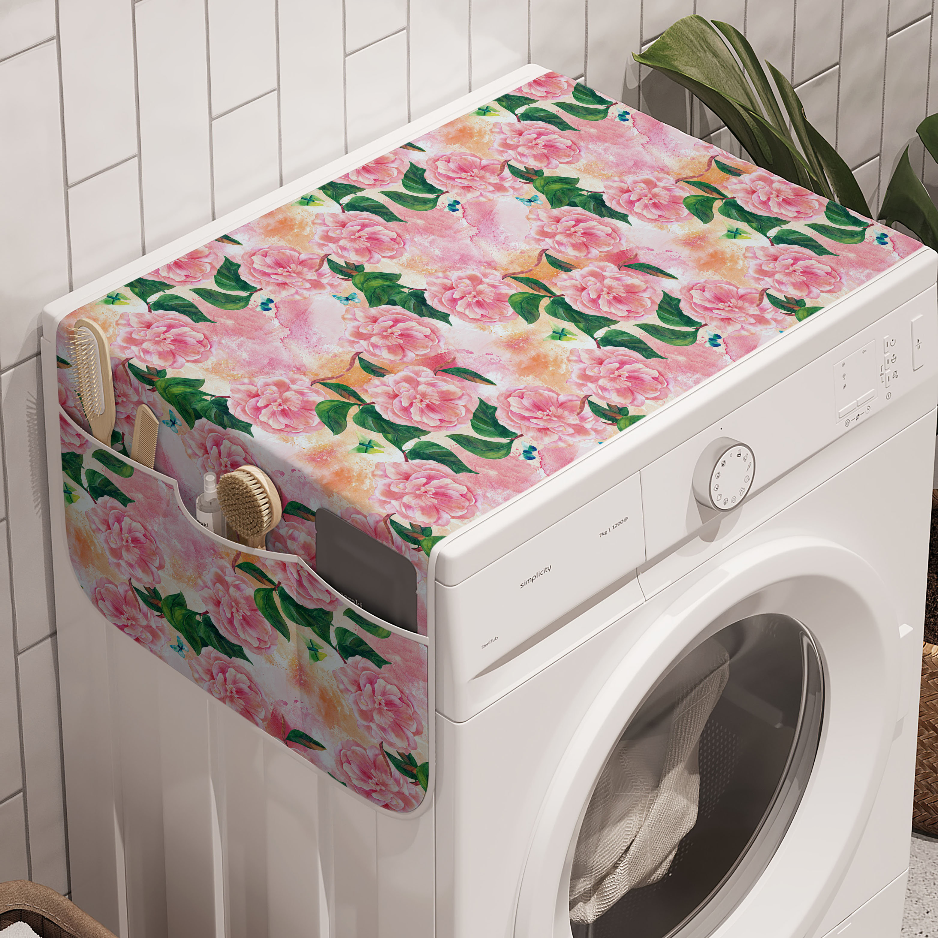 East Urban Home Roses Washing Machine Organizer Pack of 2 47" x 18.5 ...
