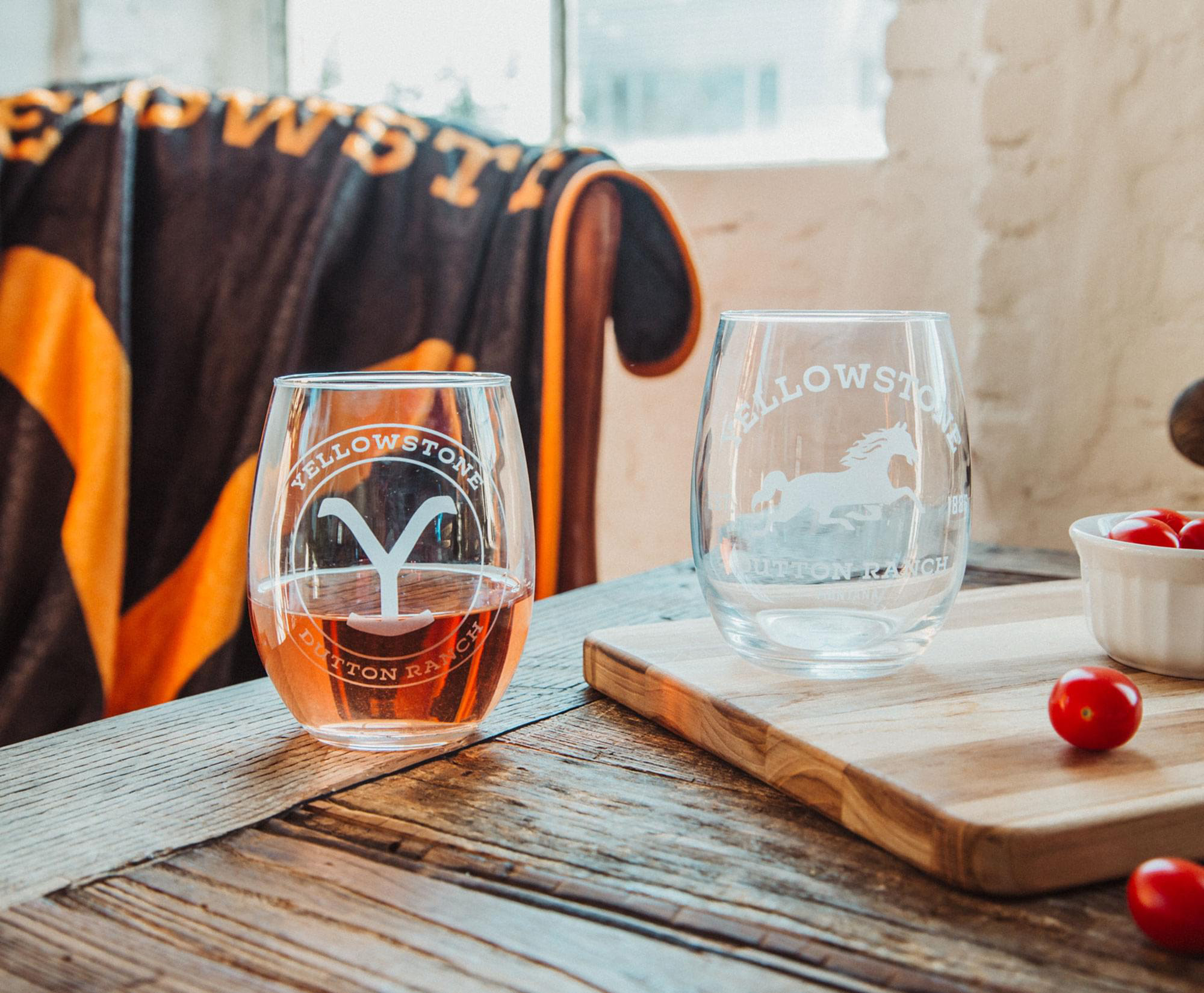 Silver Buffalo Yellowstone Dutton Ranch 20-ounce Stemless Wine Glasses ...