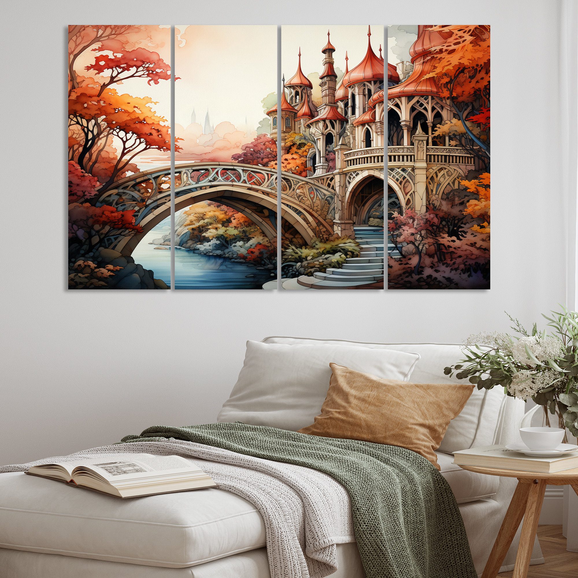 Design Art Orange Bridge Whimsical Archway - Architecture Wall Art ...