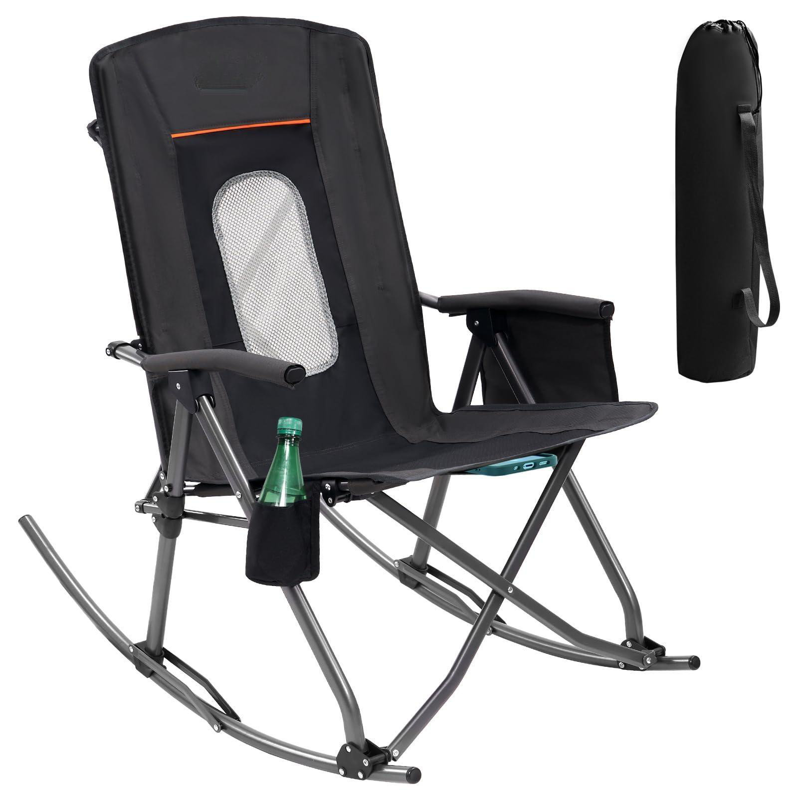 Hokku Designs Joutel Oversized Folding Rocking Camping Chair Portable ...