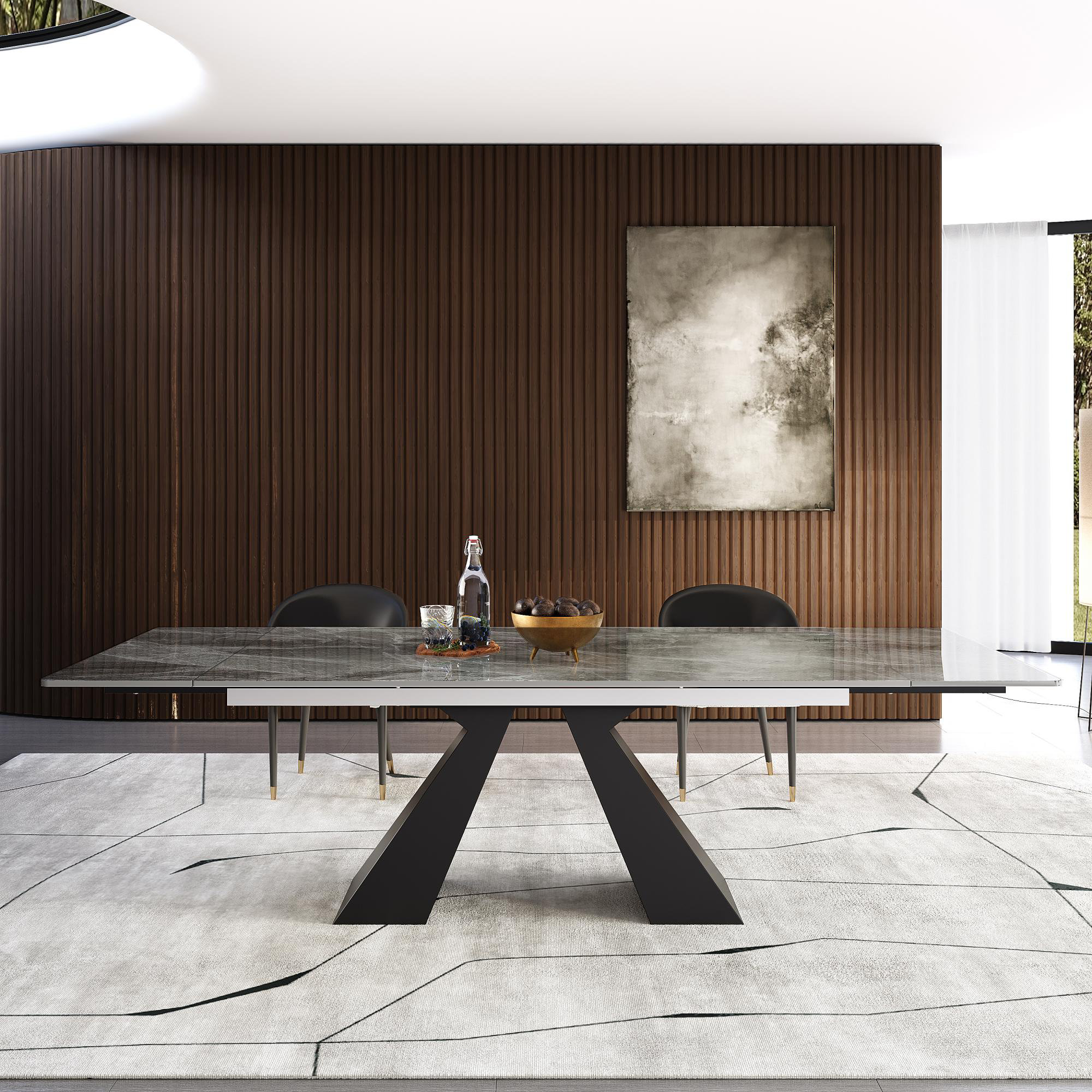 Ivy Bronx Ceroles 79'' to 110” Rectangular Extendable Dining Table with ...