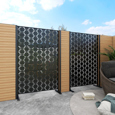 Dovelina 6 ft. H x 4 ft. W Privacy Screen Metal Fence Panel & Reviews ...