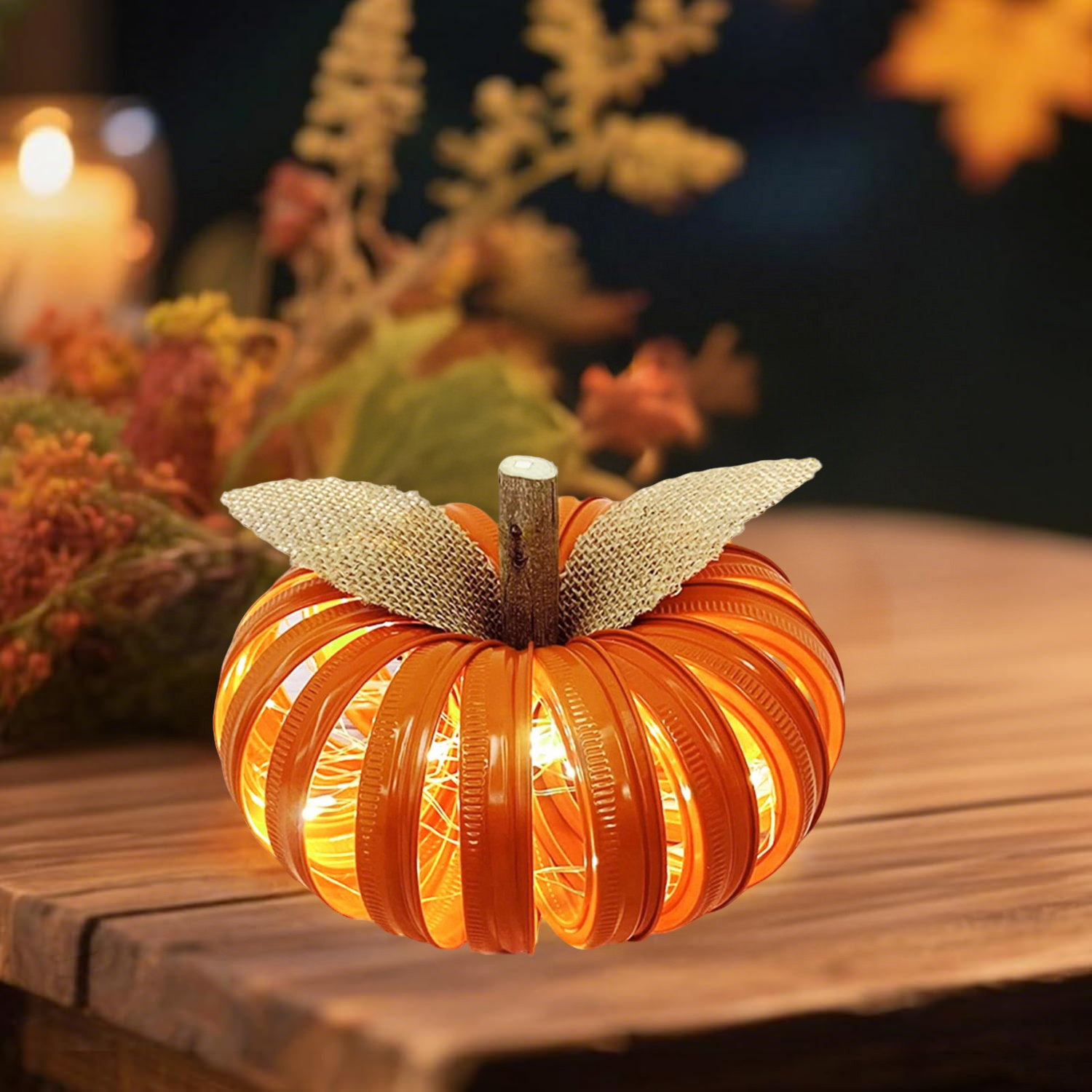 The Holiday Aisle® Metal Pumpkin Light LED Fall Lamp Fall Home Decor ...