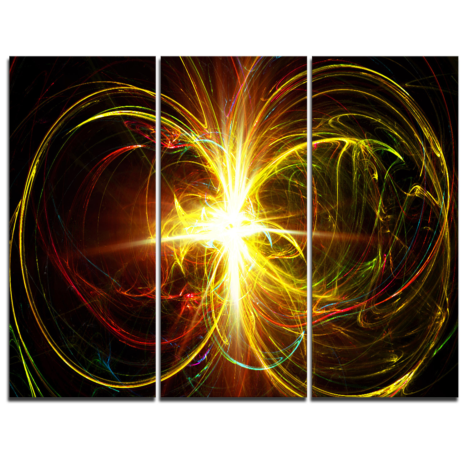 Design Art Fractal Hoops - 3 Piece Graphic Art on Wrapped Canvas Set ...
