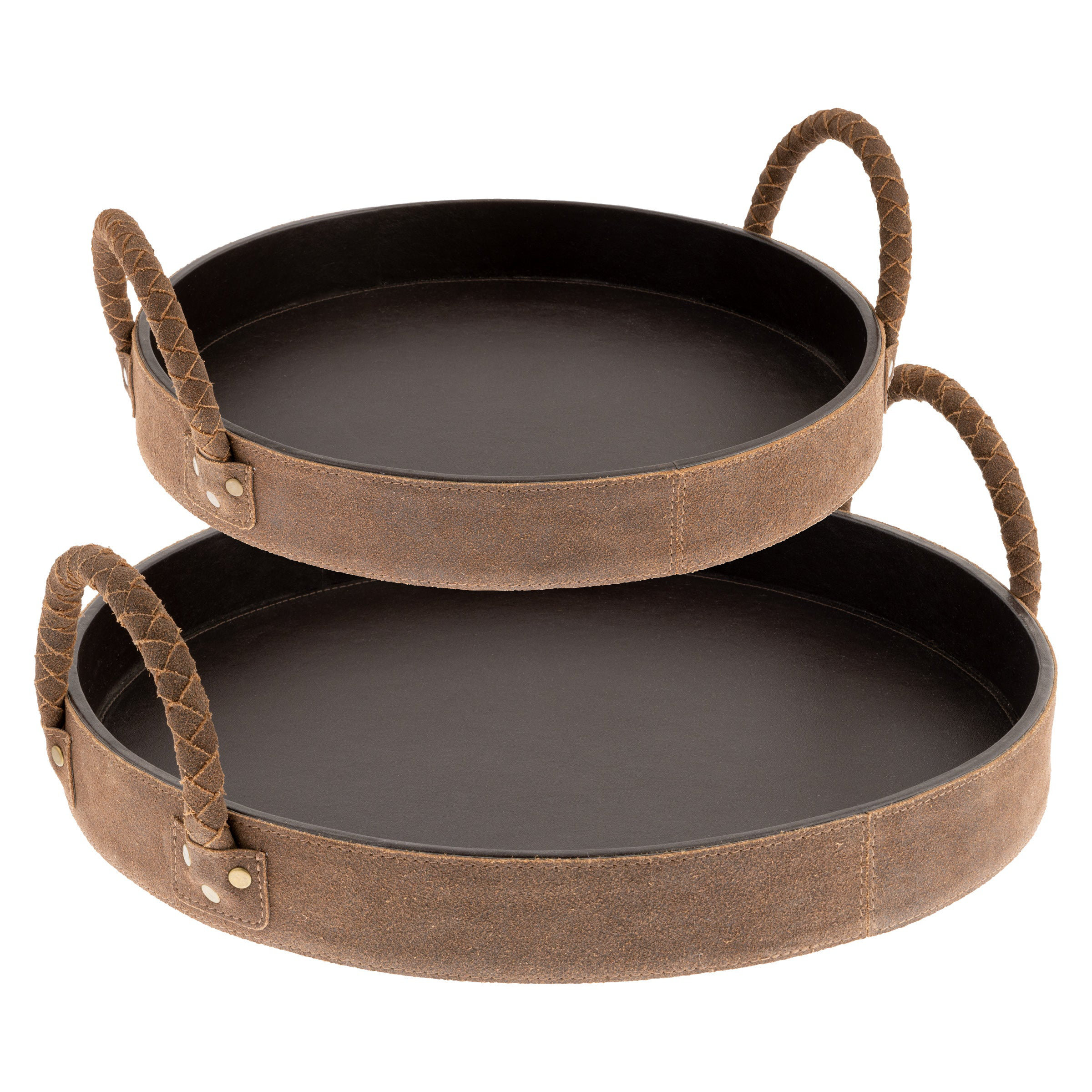 One Allium Way® Round Leather Trays | Wayfair