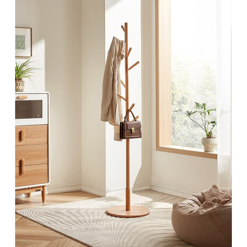 Ebern Designs Yura Solid Wood Freestanding 8 - Hook Coat Rack & Reviews ...