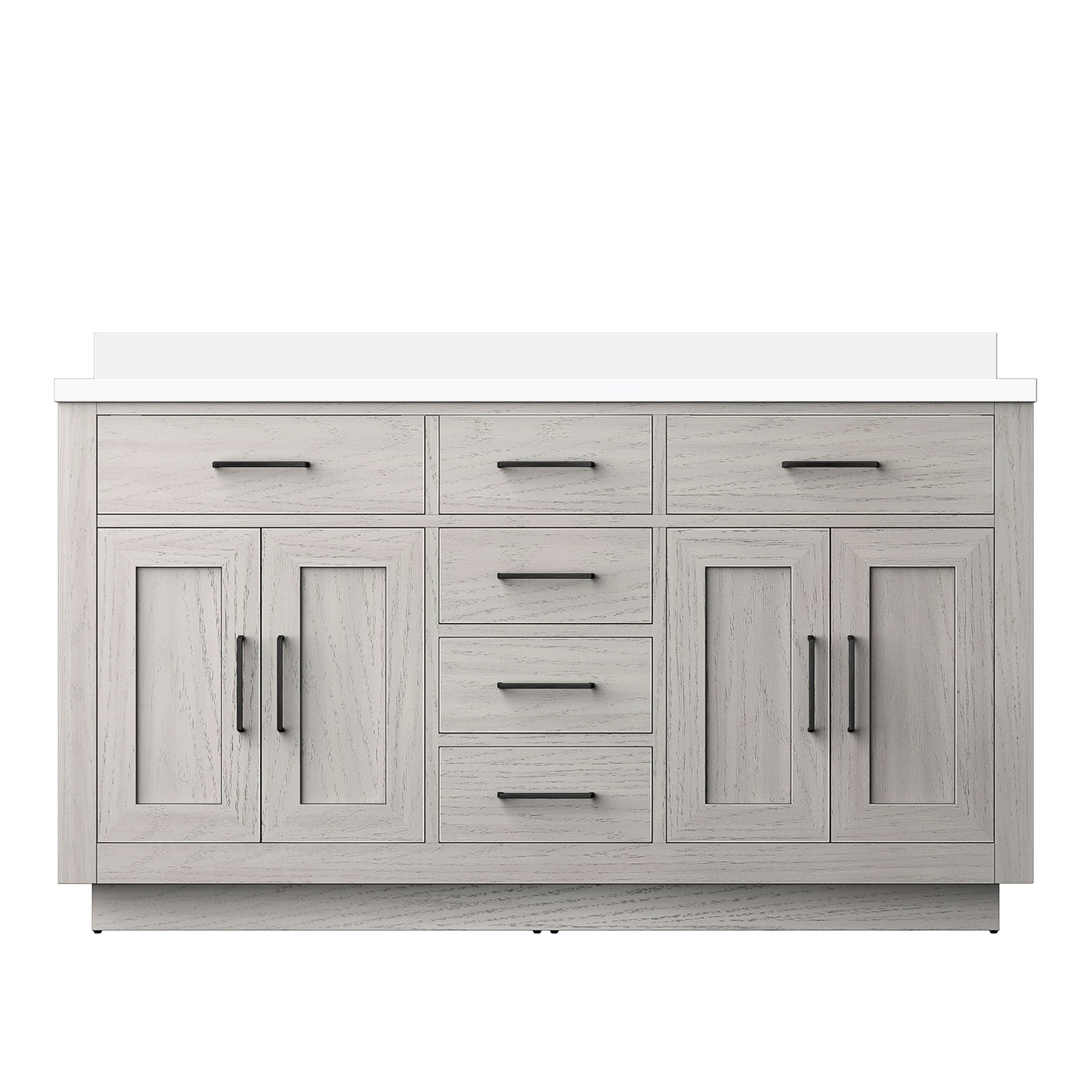 Hokku Designs 60 In. W X 22 D White Oak Double Bath Vanity - Quartz ...